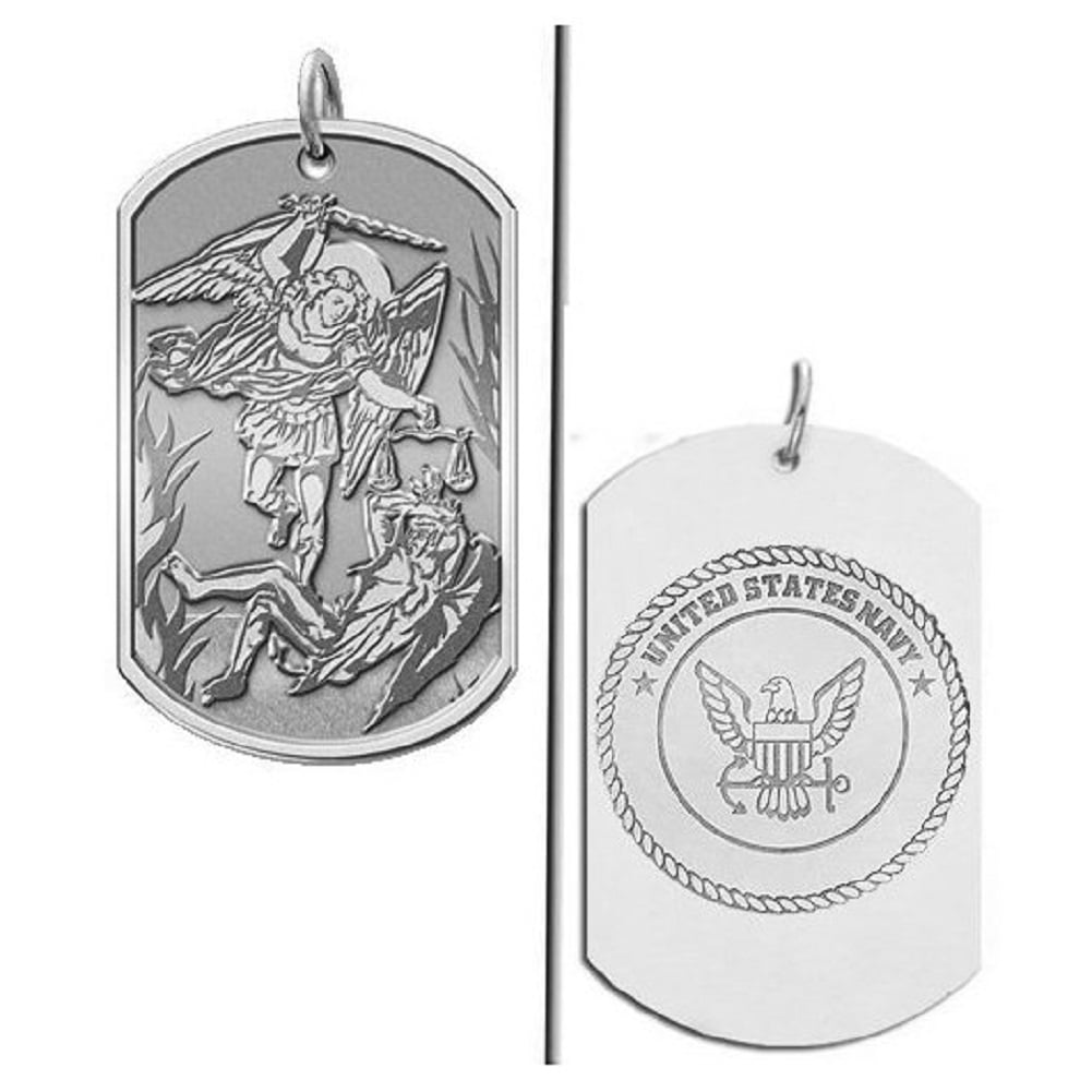 Picturesongold.Com Saint Michael Doubled side Navy Dog tag Religious ...