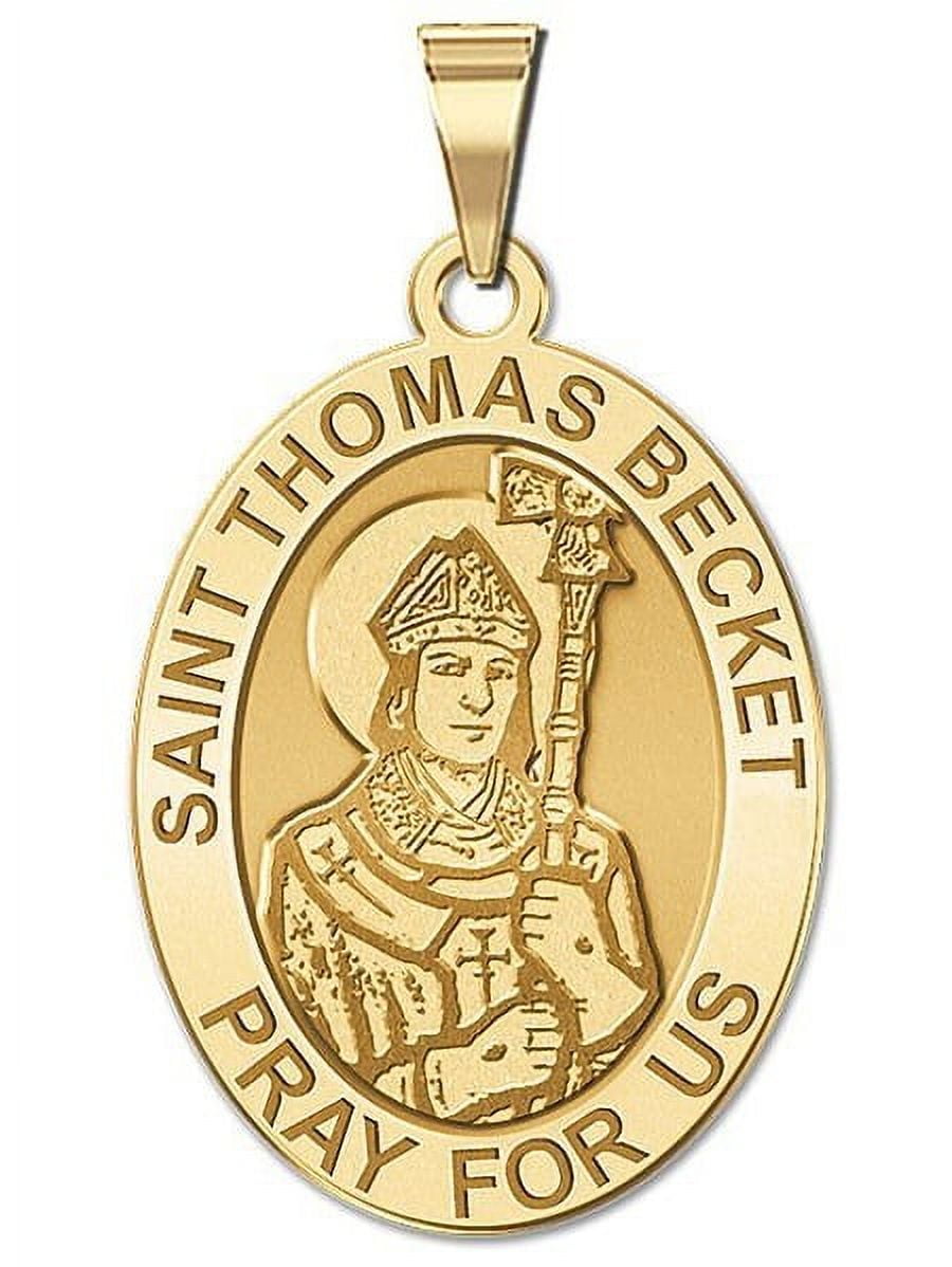 Picturesongold.Com Saint Thomas Becket - Oval Religious Medal Necklace ...