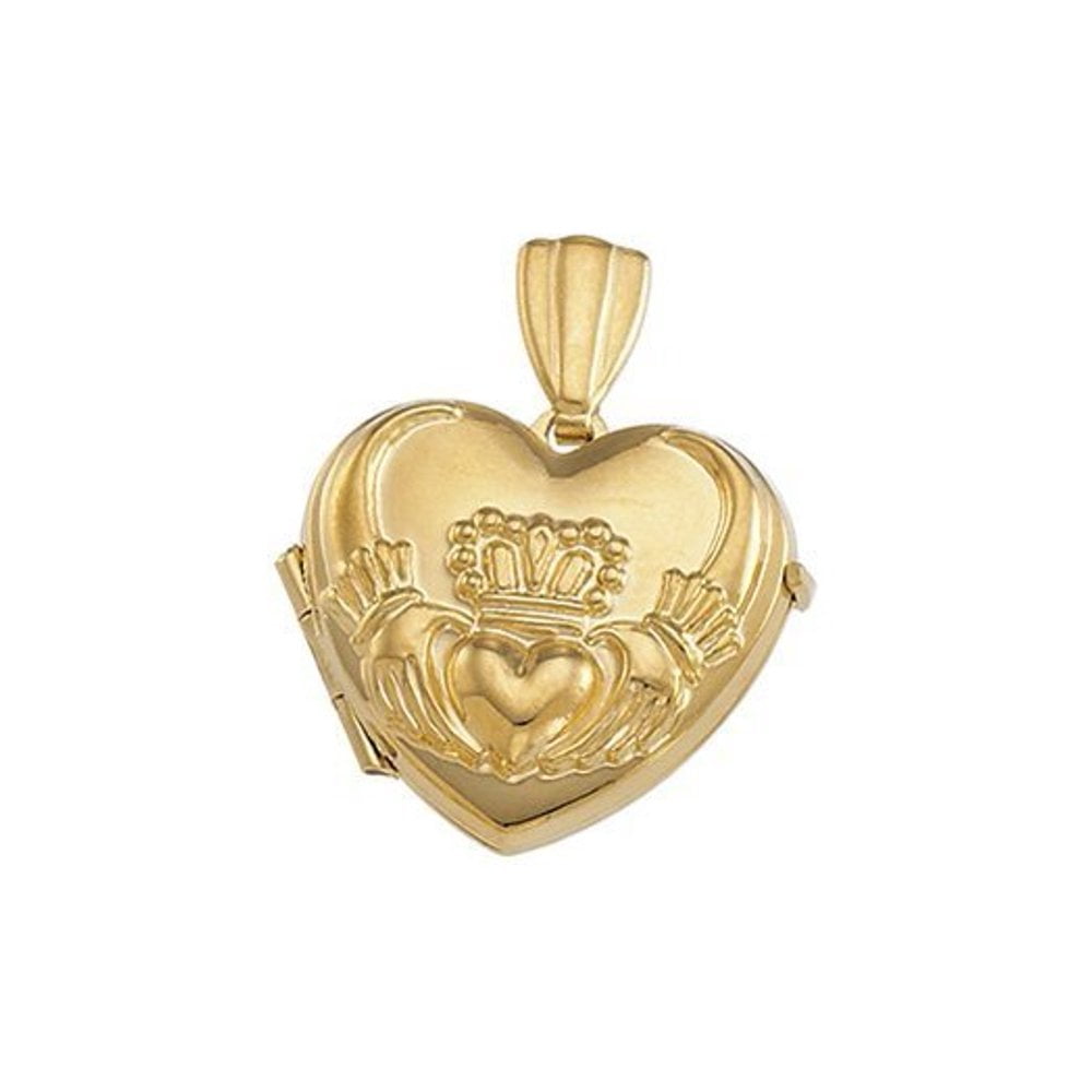 PicturesOnGold.com 14K Yellow Gold Small Claddagh Heart Locket Pendant ...