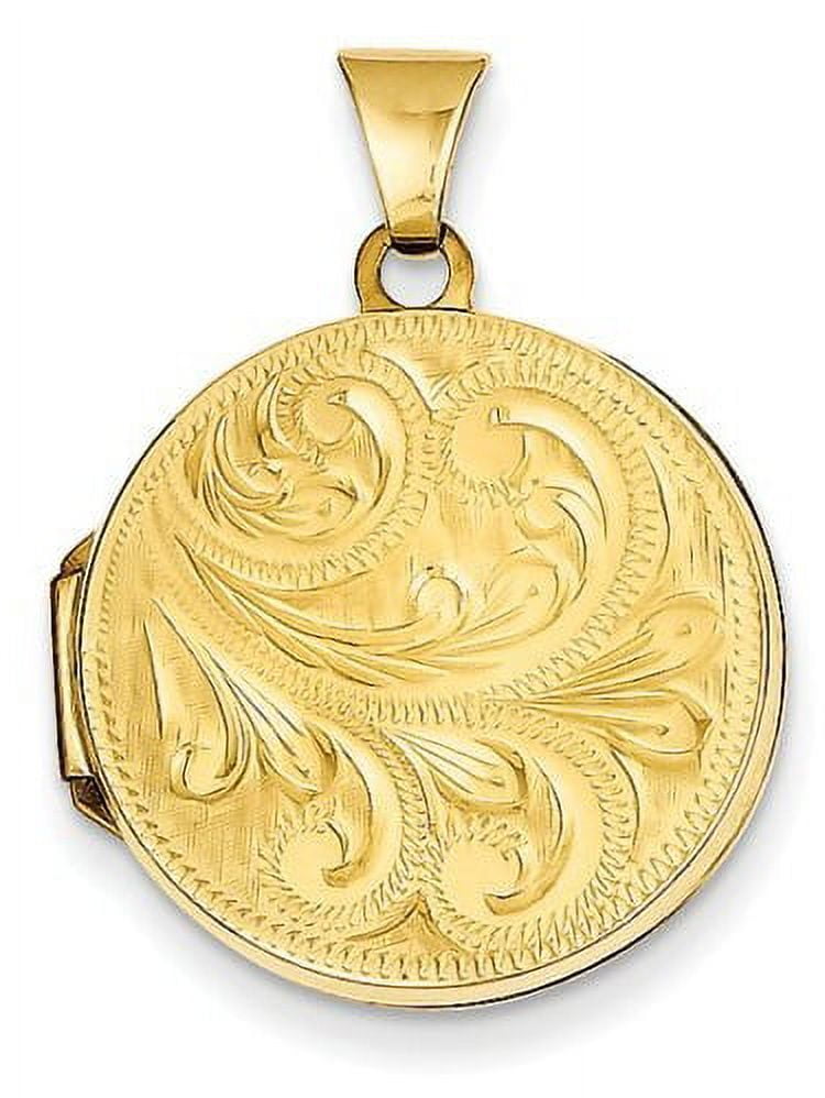 Picturesongold.Com Solid 14k Yellow Gold Round Hand Engraved Picture ...
