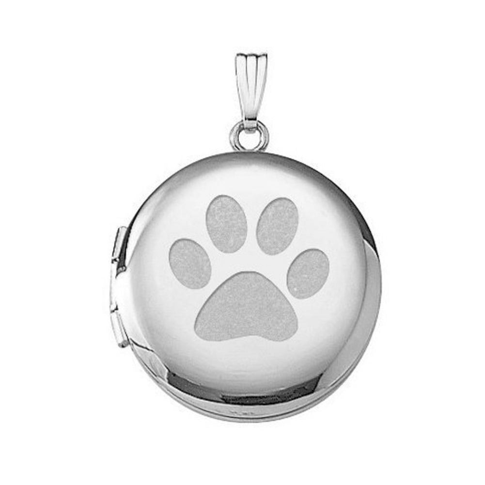 Picturesongold.Com Sterling Silver Dogs Paw Print Round Picture Locket ...