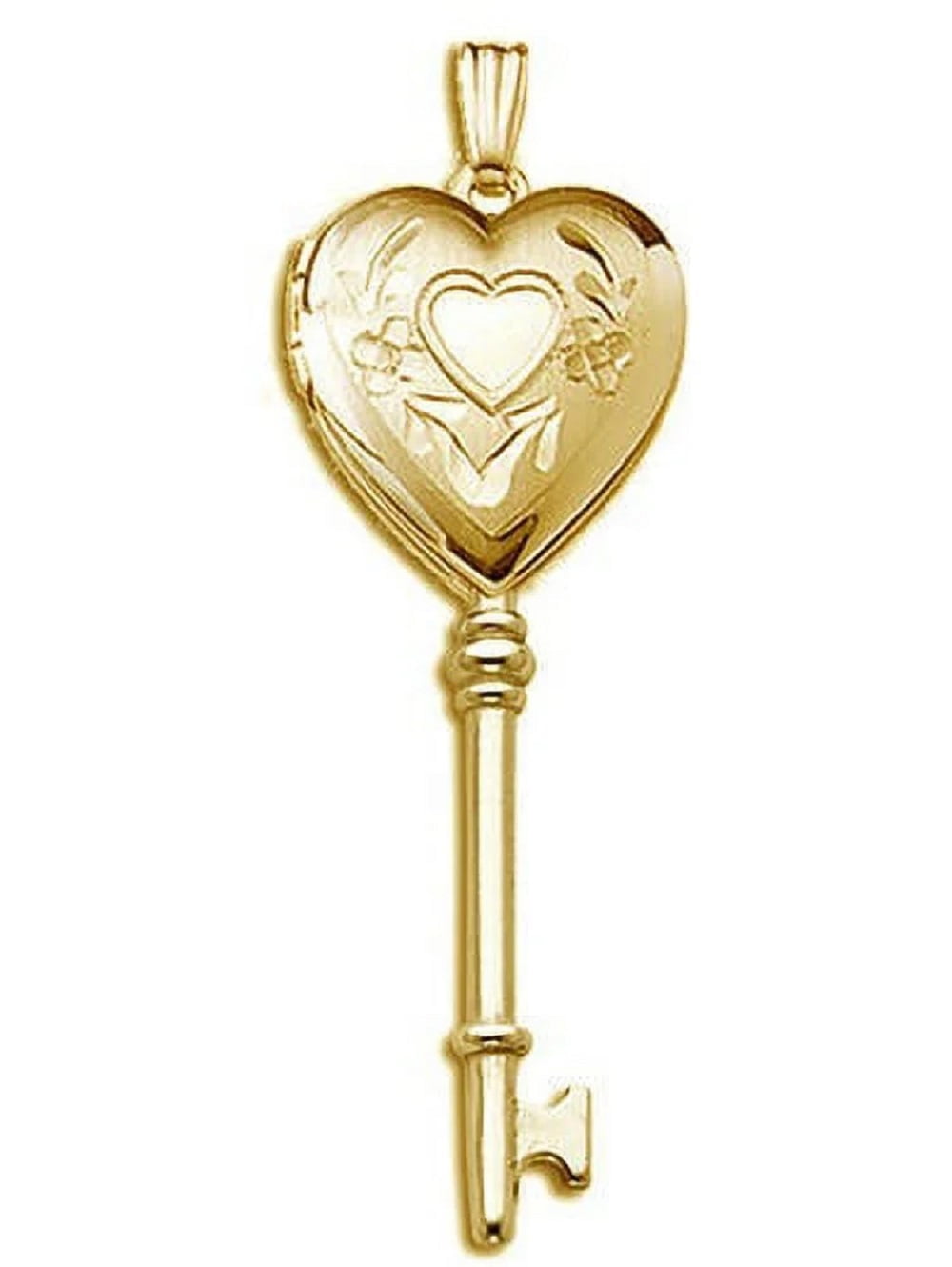 Picturesongold Small Heart KEY Locket Necklace Pendants - 1/2 inch x 1 ...