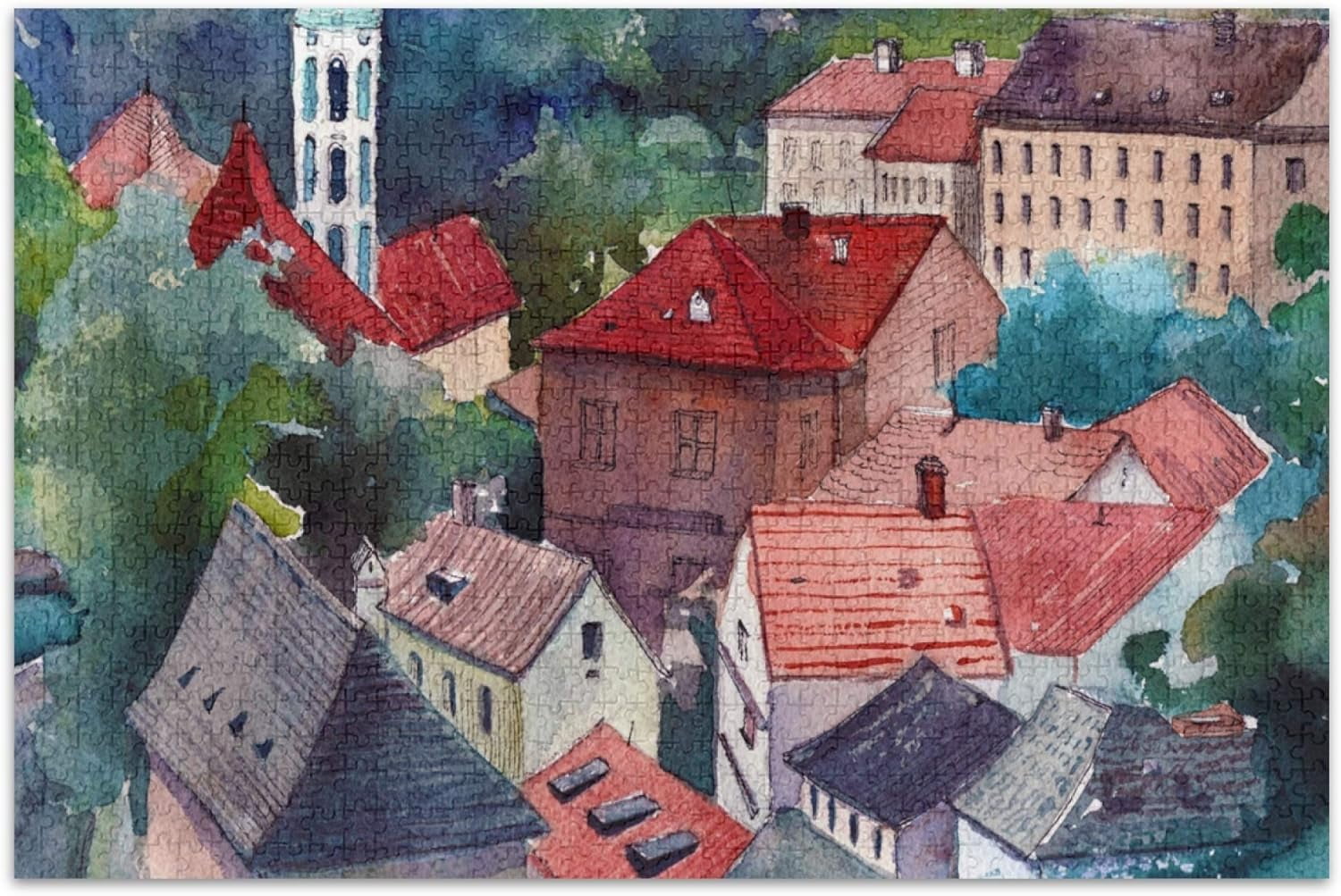 Picturesque Czech Small Town Jigsaw Puzzle 500 Pieces, Intellectual ...