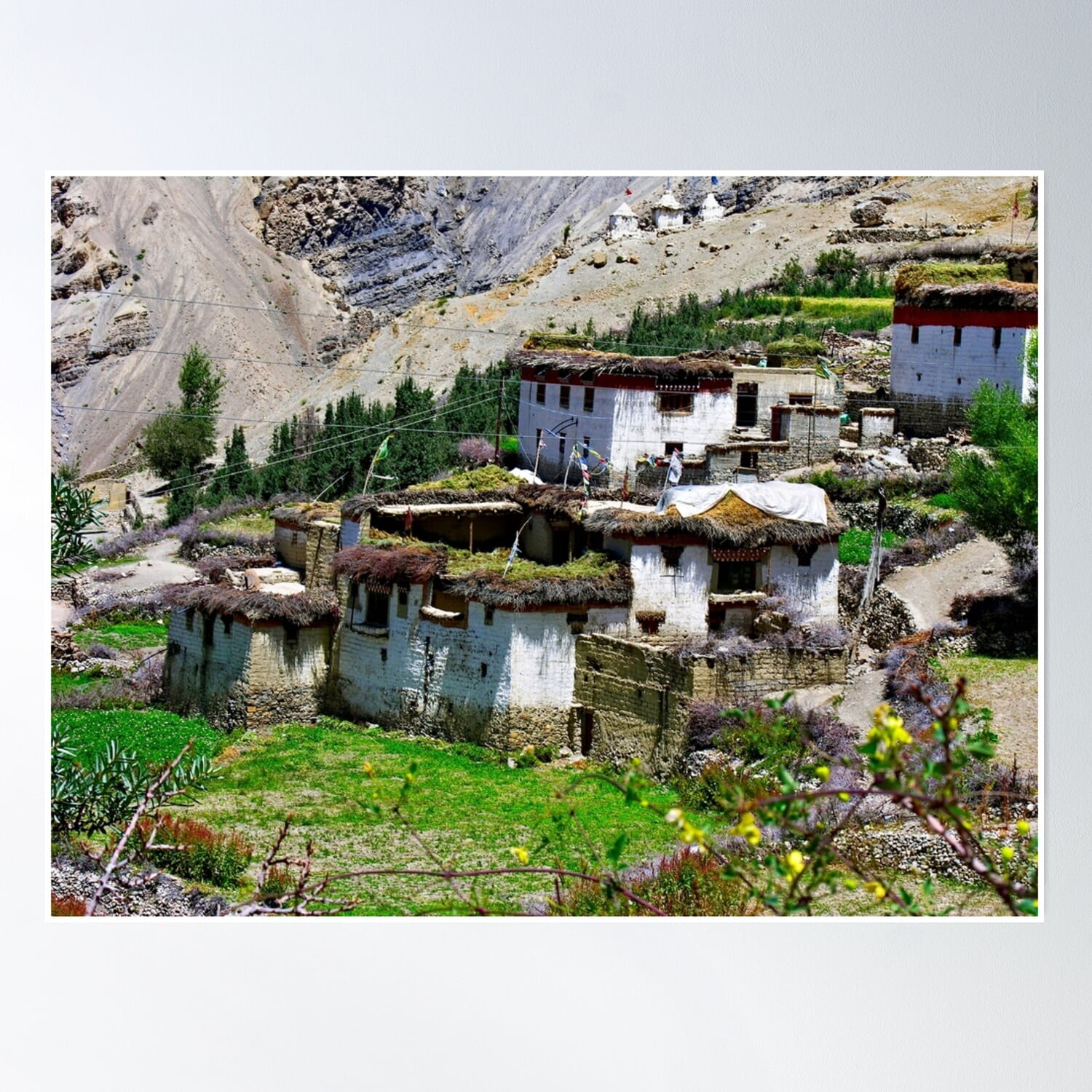 Picturesque Traditional Himalayan Village Houses, Himalaya Poster Wall ...