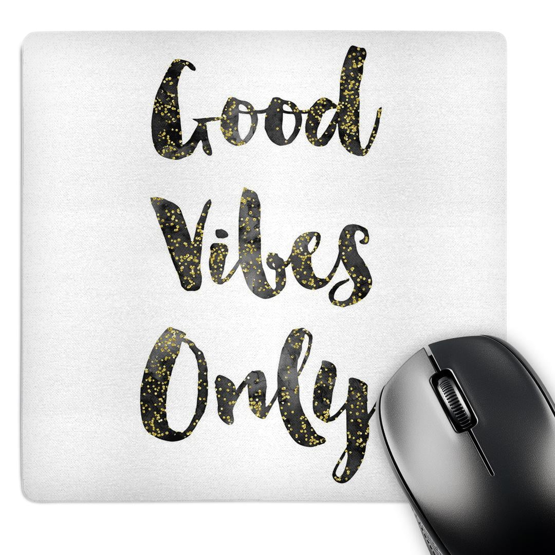 3dRose, Picturing Gold Black Confetti Good Vibes Only, Mouse Pad ...