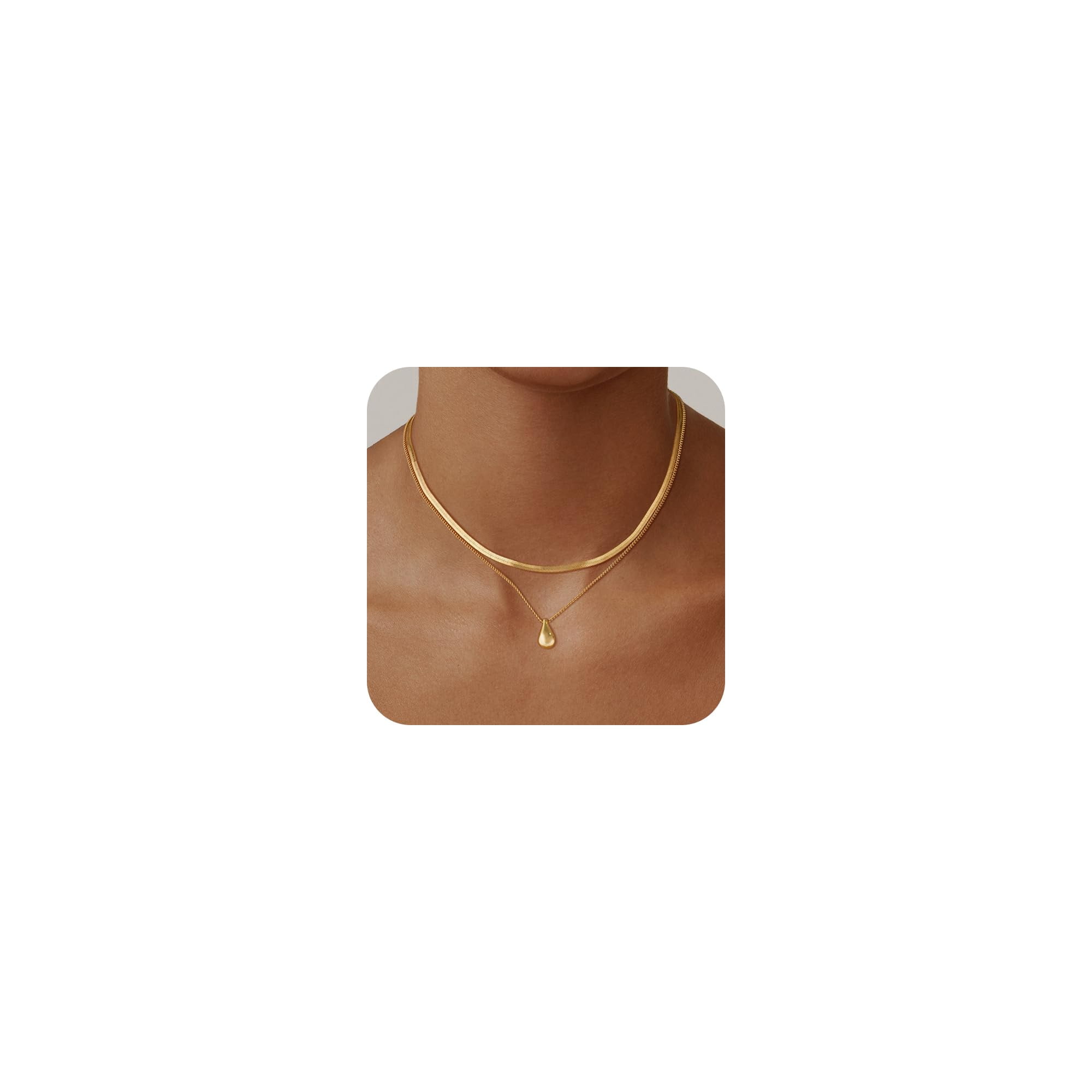 Picuzzy Layered Gold Necklaces for Women, Layering Stacked Layer 14k Gold Plated Choker ...