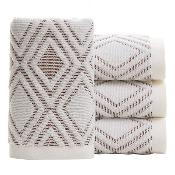 AUQ 100% Cotton Diamond Pattern Hand Towels for Bathroom Set of 2 ...
