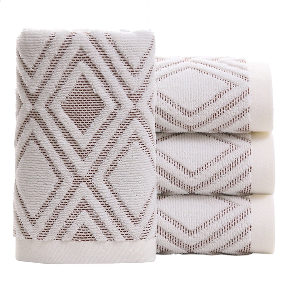 Pidada 100% Cotton Diamond Pattern Hand Towels for Bathroom Set of 4 ...