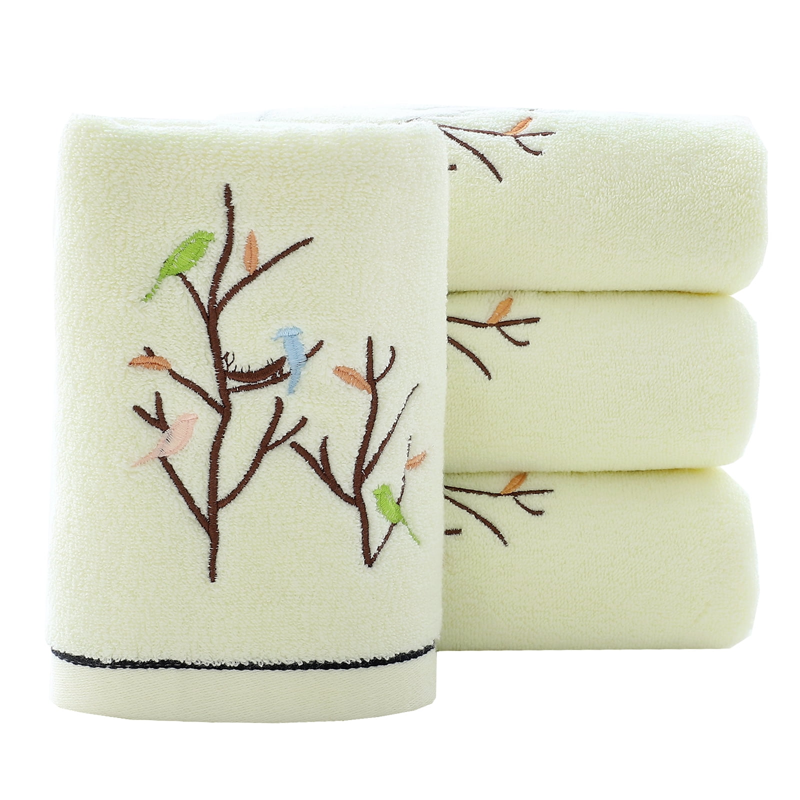 Pidada 100% Cotton Embroidered Bird Tree Pattern Hand Towels for ...