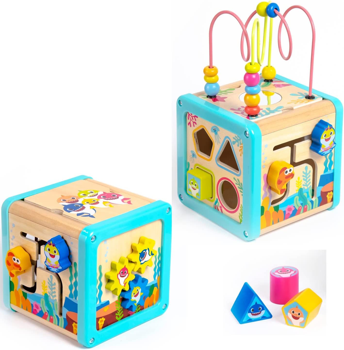 Pidoko Kids Baby Shark Sensory Activity Cube - Fun Spinning Toy for ...