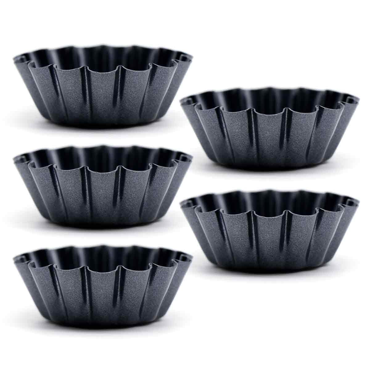 Pie Dish Tartlet Pie Non-stick Coating, Quiche (8 Piece, Black ...