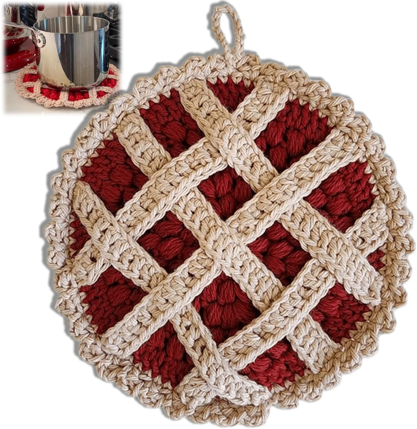 Pie Shaped Placemat Plate Cover, Woven Cherry Pie Trivet Kitchen ...