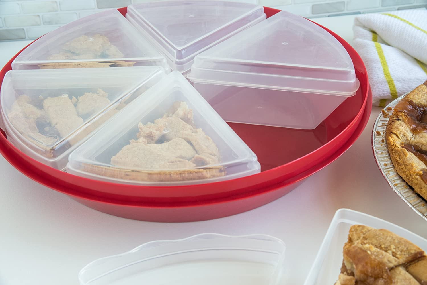 Pie and Saver with Lid, Holds to 10" Pies, Includes 6 Containers ...