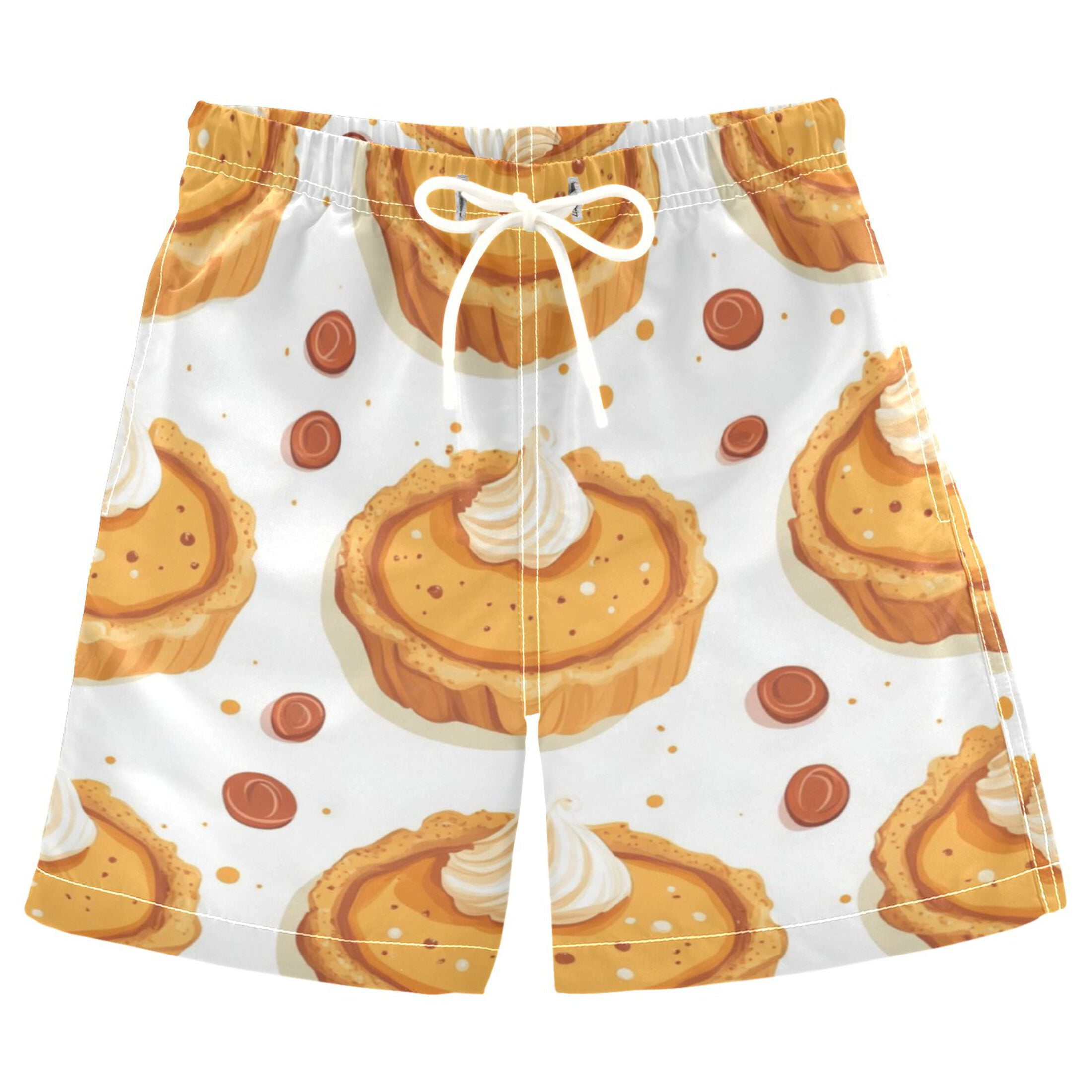 Pie with Cream Cartoon Boys' Beach Pants Board Shorts Swim Trunks ...