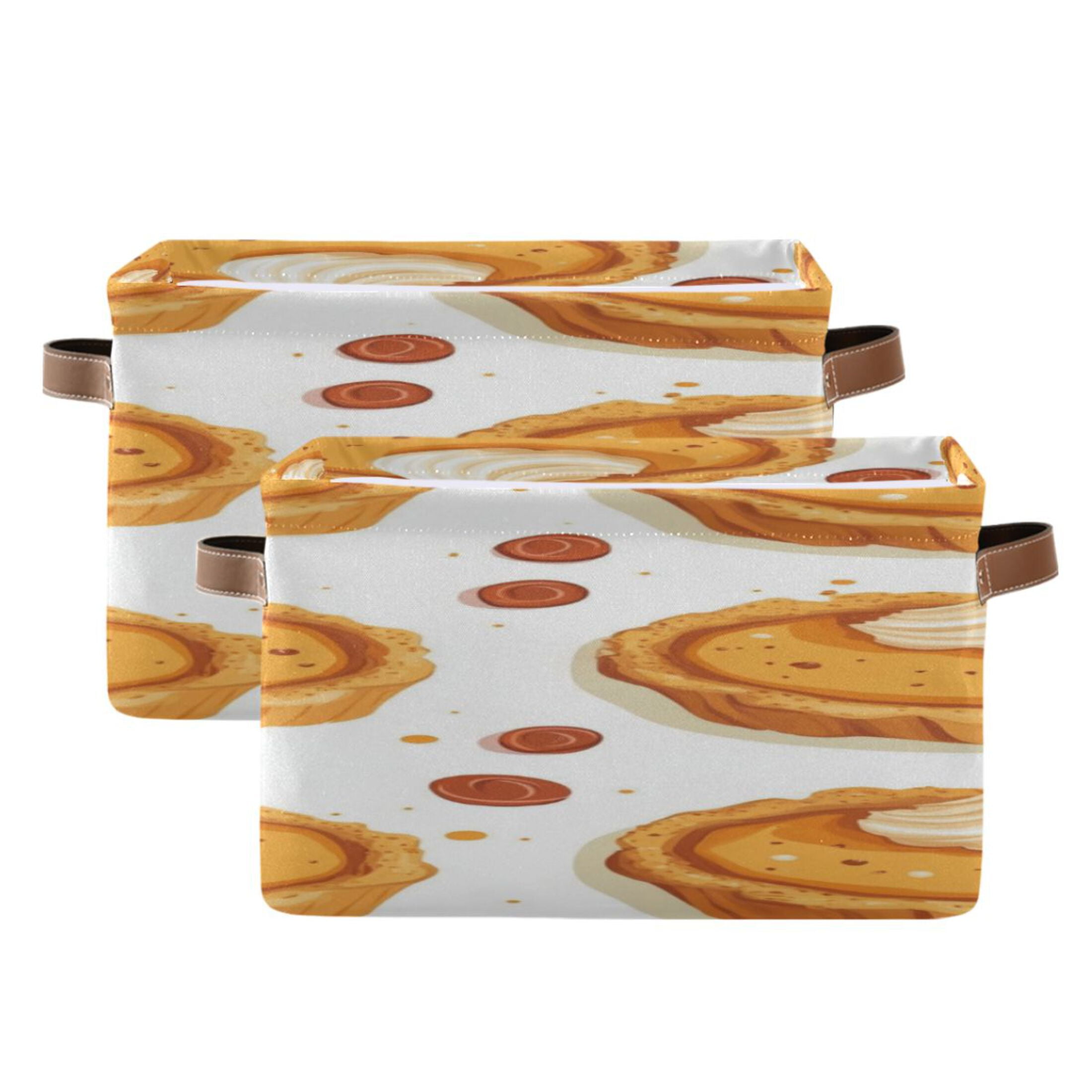 Pie with Cream Cartoon Square Storage Bins with Handles Collapsible ...