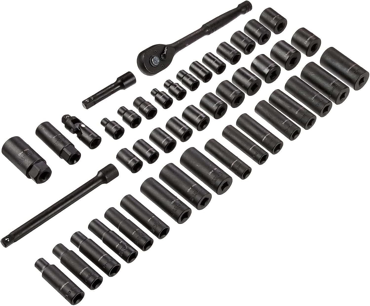 -Piece 3/8-Inch Drive Socket Set with Ratchet and , SAE/Metric Sizes ...