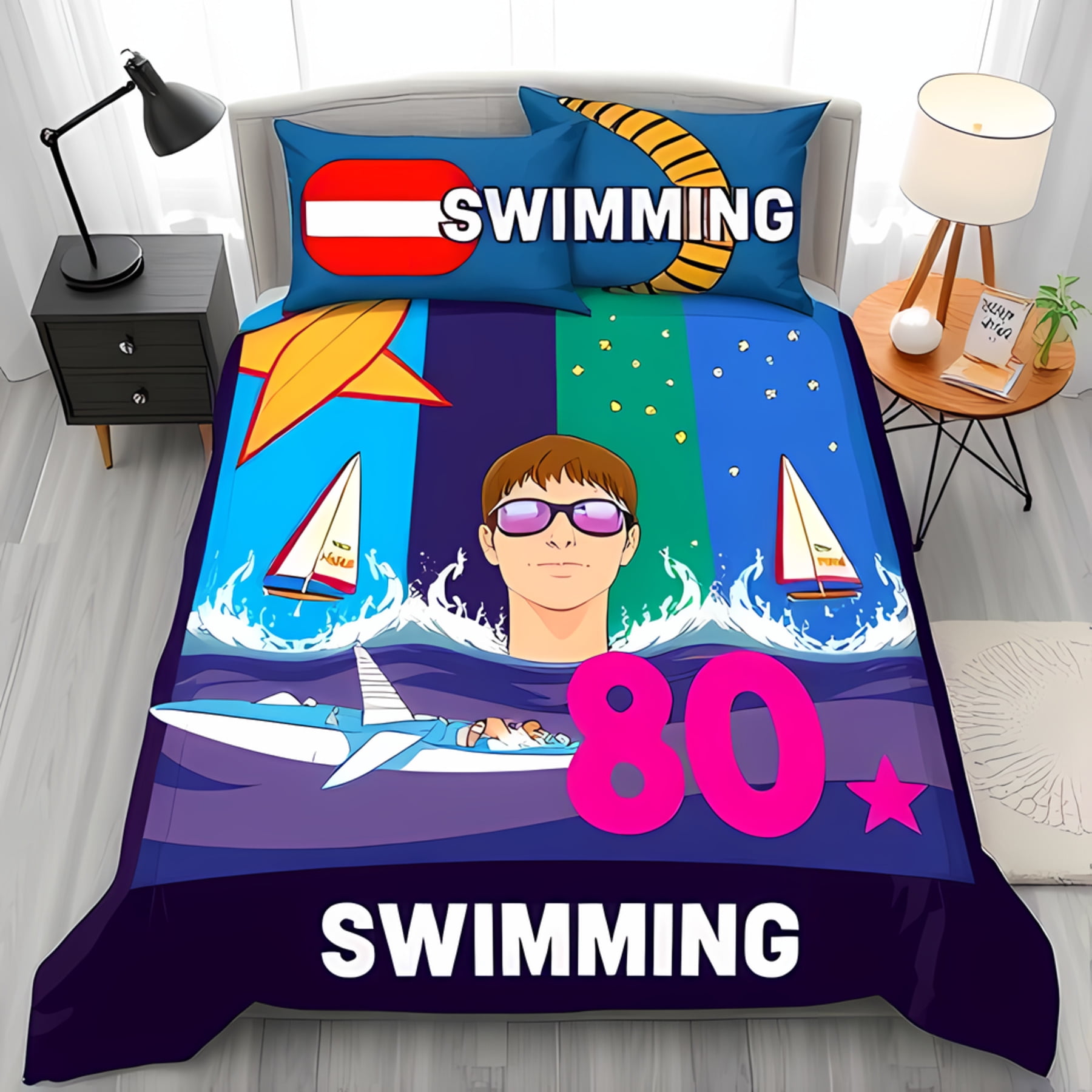 -Piece Duvet Cover Set - Vibrant 80s Inspired Design with Bold Colors ...