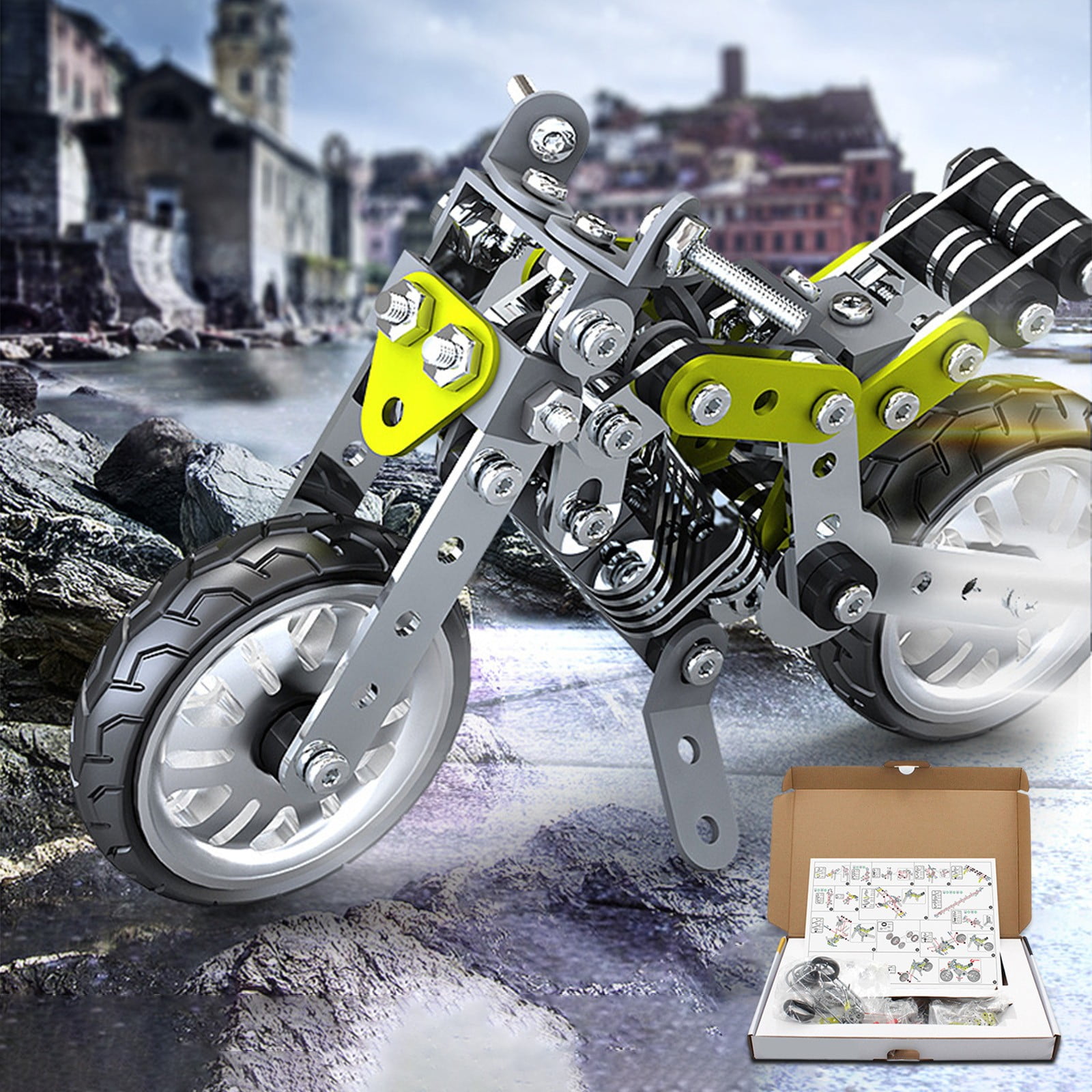 Piece Erector Sets Motorcycle Model, Metal Building Toy Motorcycles ...