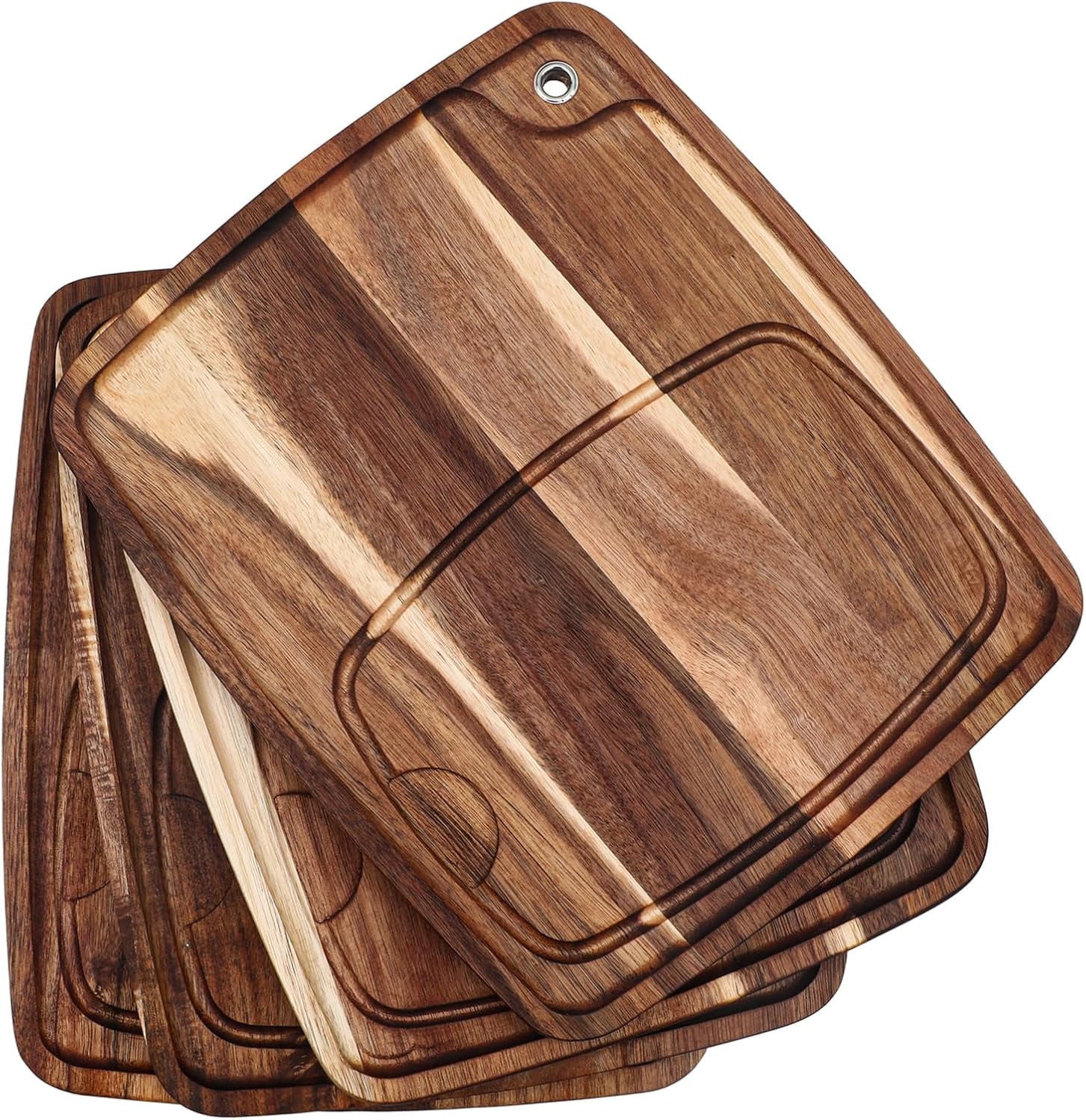 Piece Steak Plate with Juice Groove Wooden Steak Board Set Steak Plate ...