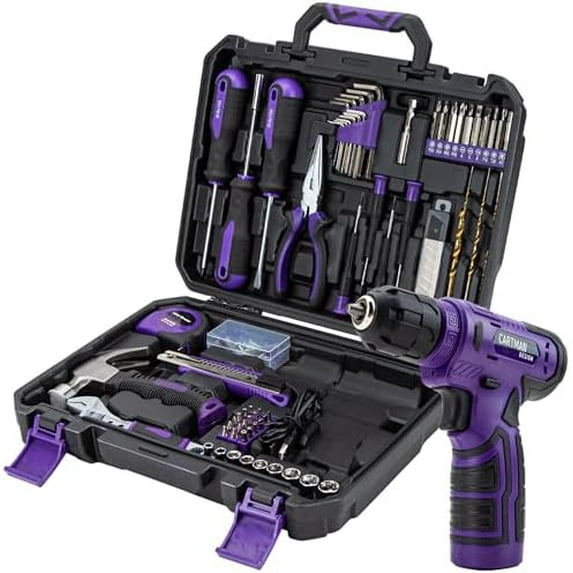 Piece Tool Set, Tool Set with 8V Purple Cordless Drill Set, Home Tool ...
