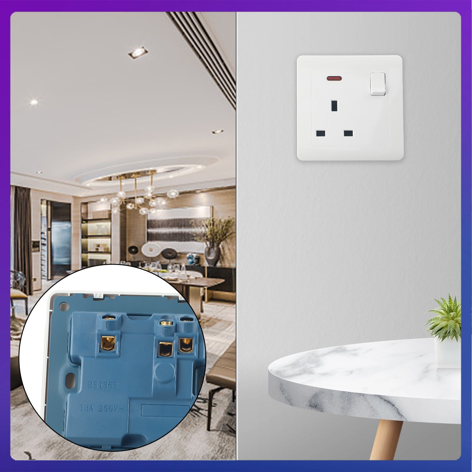 -Piece UK Electric Wall Switched Socket - 250V, 13A - Walmart.com