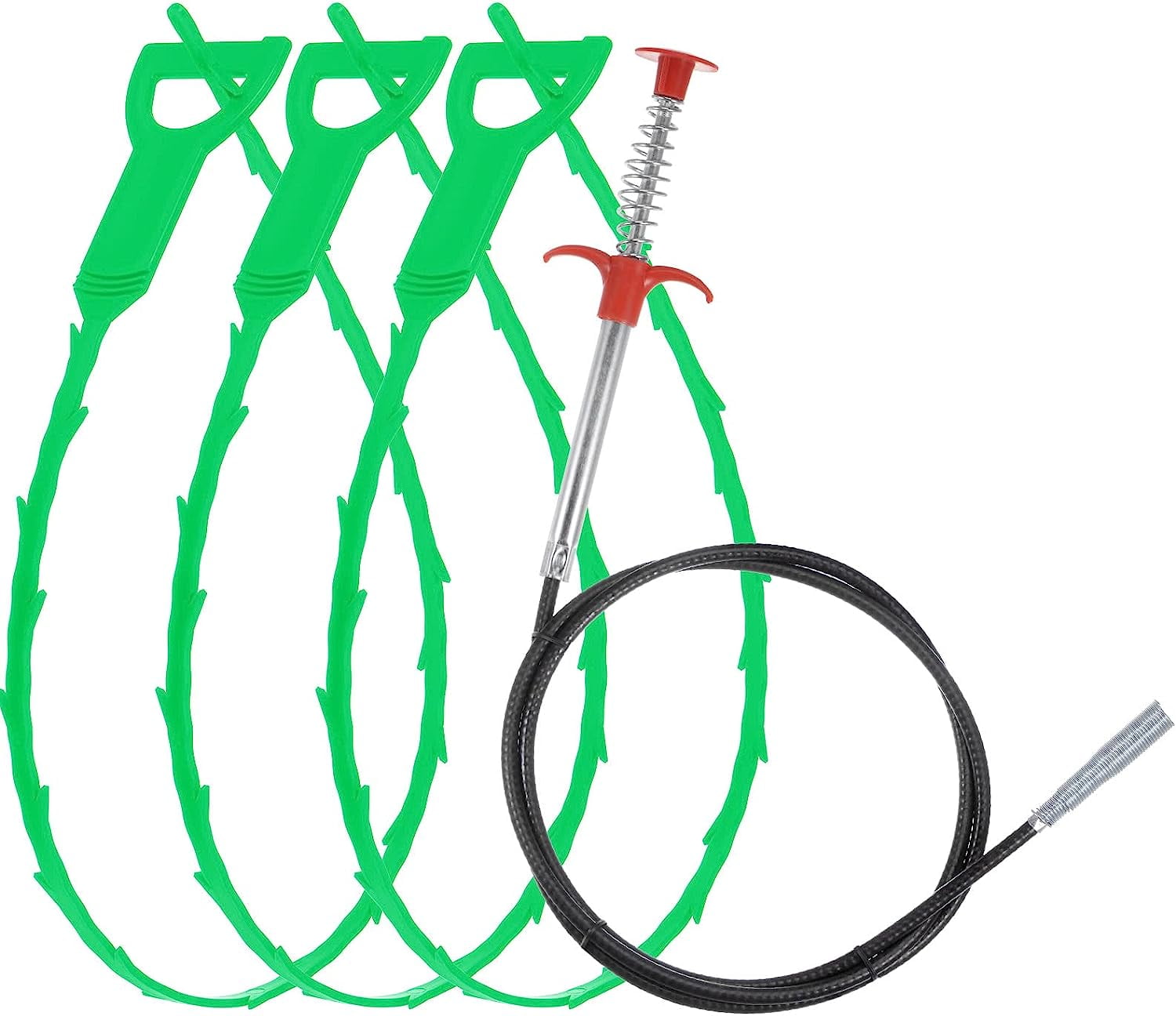 Pieces 20 Inch Drain Clog Remover Tool PP and 63 Inch Drain Cleaning ...