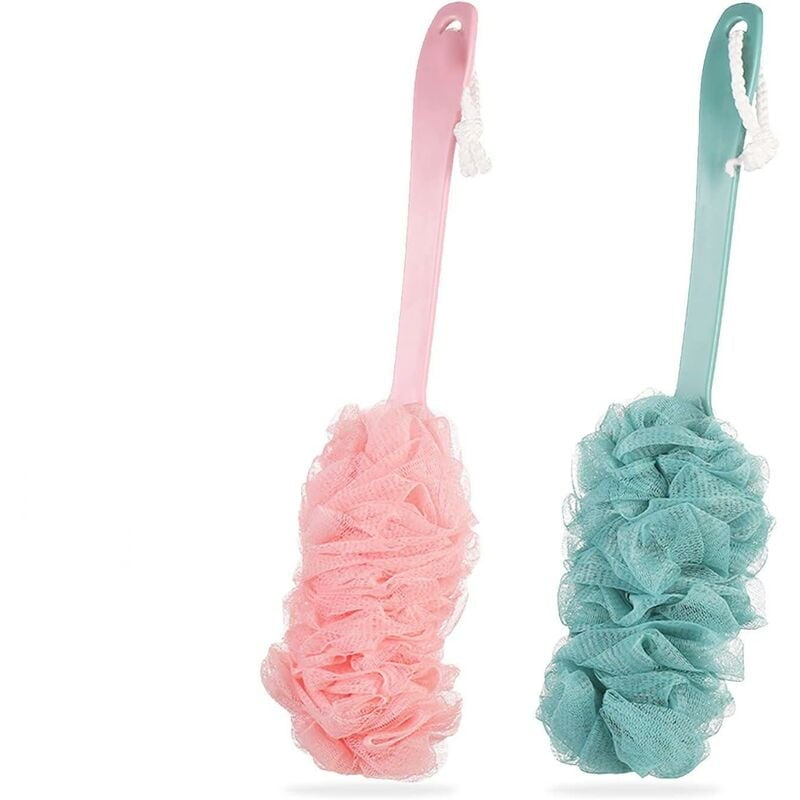 Pieces Long Handled Bath Brush, Frosted Bath Sponge with Long Handle ...