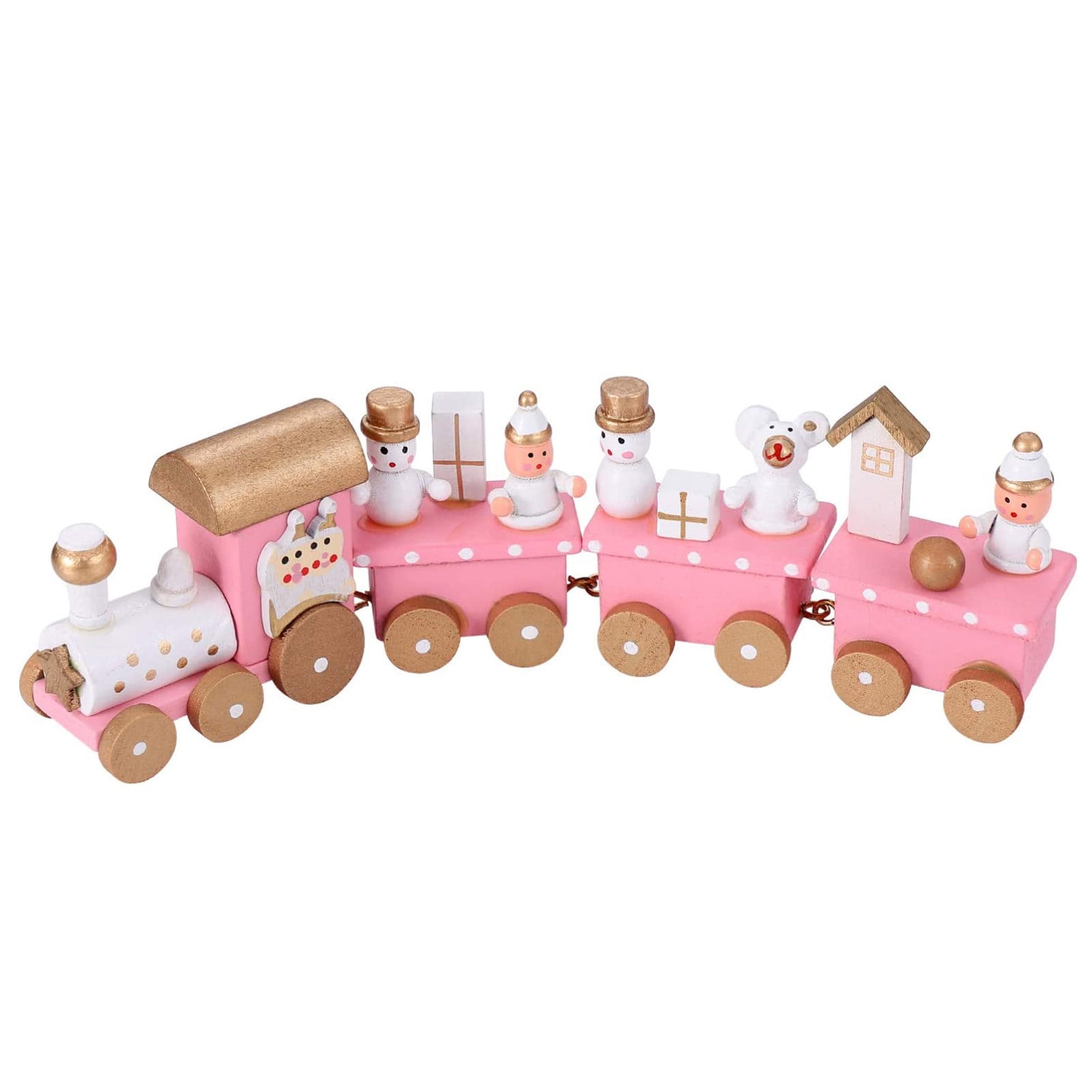 Pieces Of Christmas Train Decoration Gift Cute Wooden Mini Train Set ...
