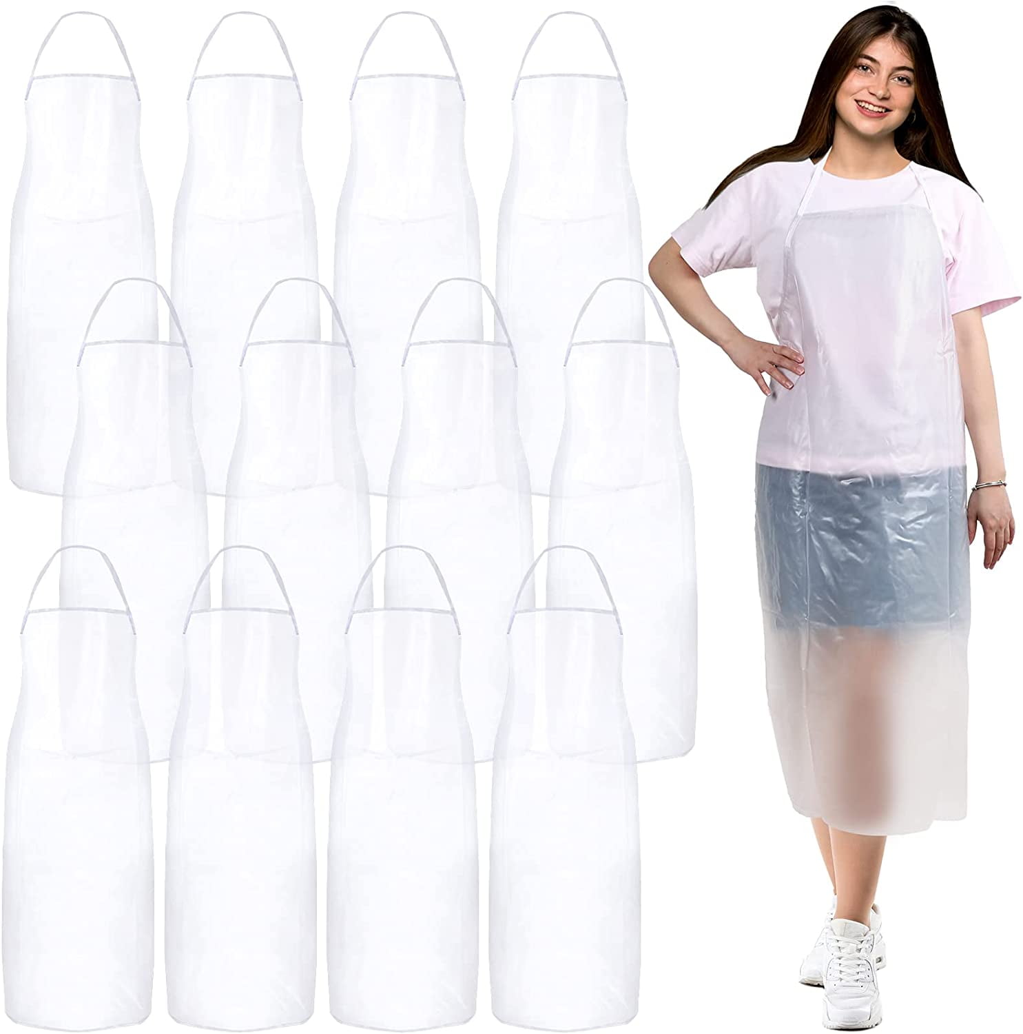 Pieces Unisex 43 x 27 Inch Heavy Duty Transparent PVC Waterproof Apron ...