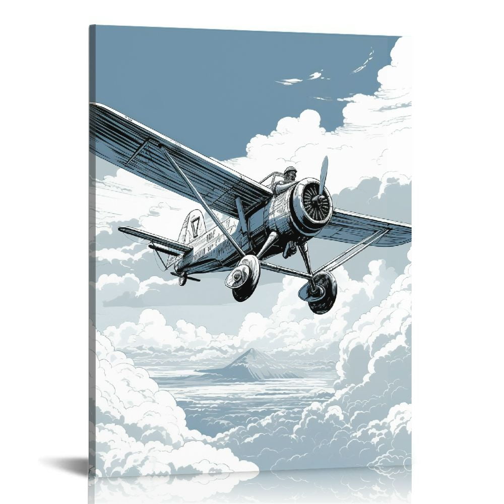 Pieces Vintage Aircraft Wall Art Giclee Canvas Prints Old Poster ...