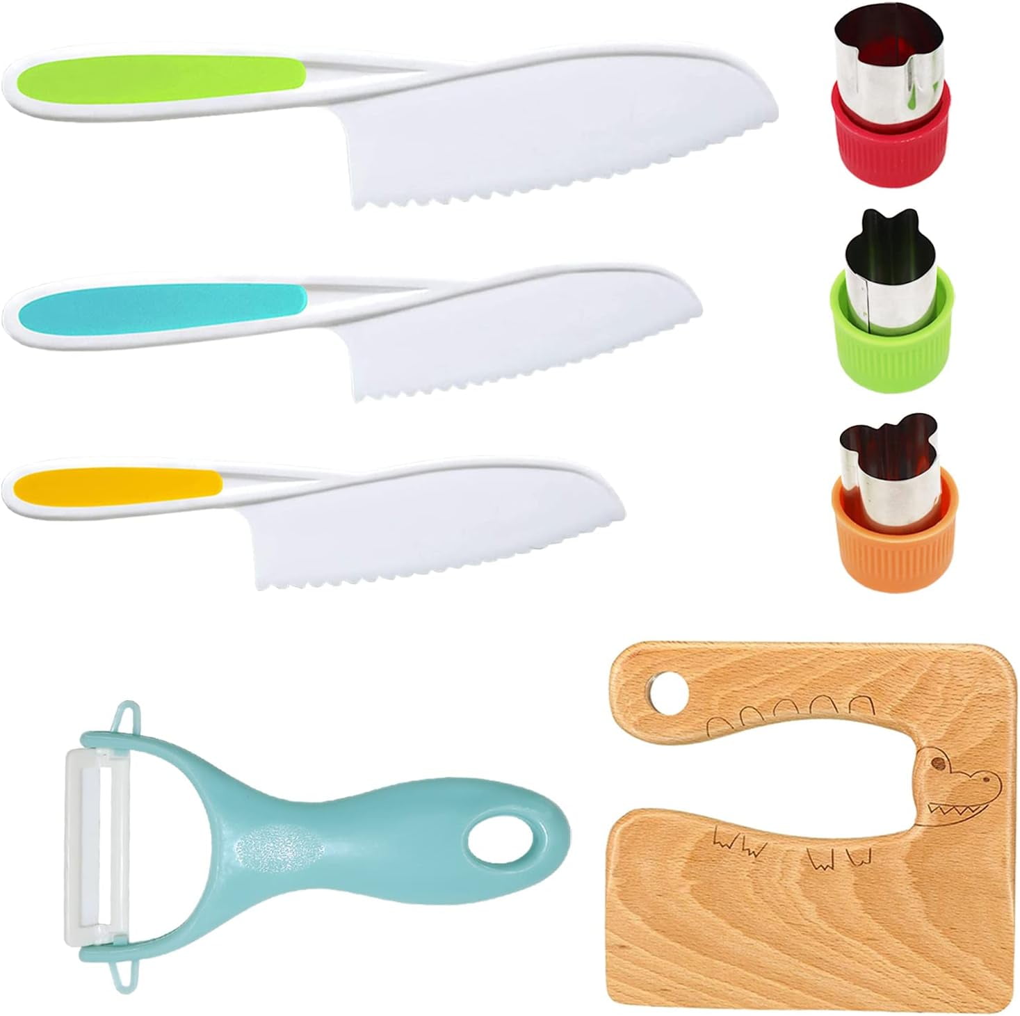 Pieces Wooden Kids Kitchen Knife, Kids Knife Set Include Wood Kids ...