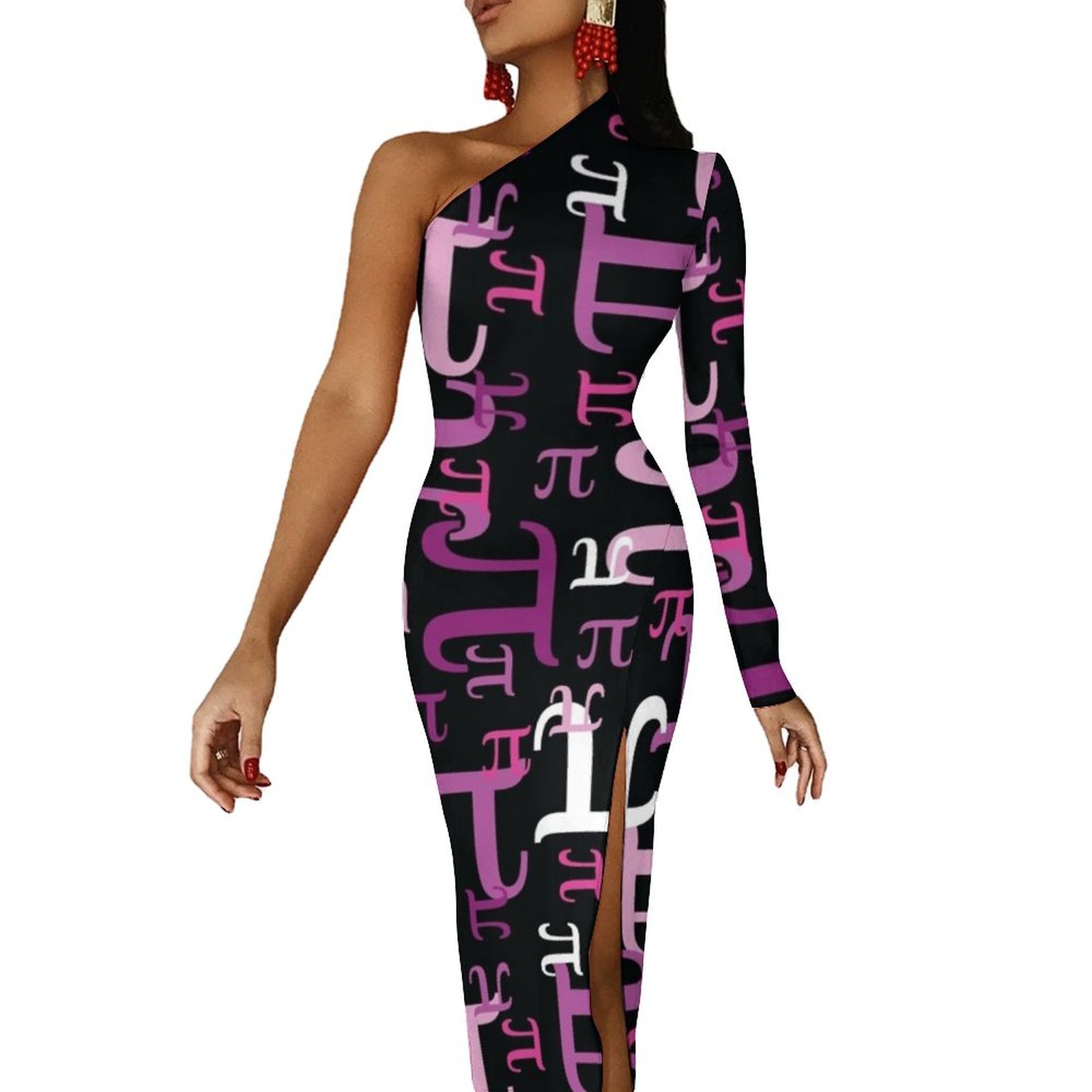 Pieces of Pi (Pink) Half Dleeve Split Dress wedding guest dress 2024 ...