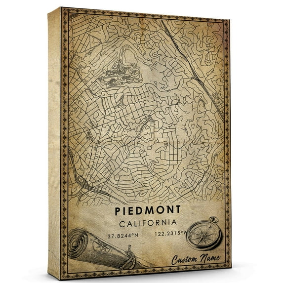 Piedmont Map Poster, California Map Art Poster, Canvas, Piedmont Map ...