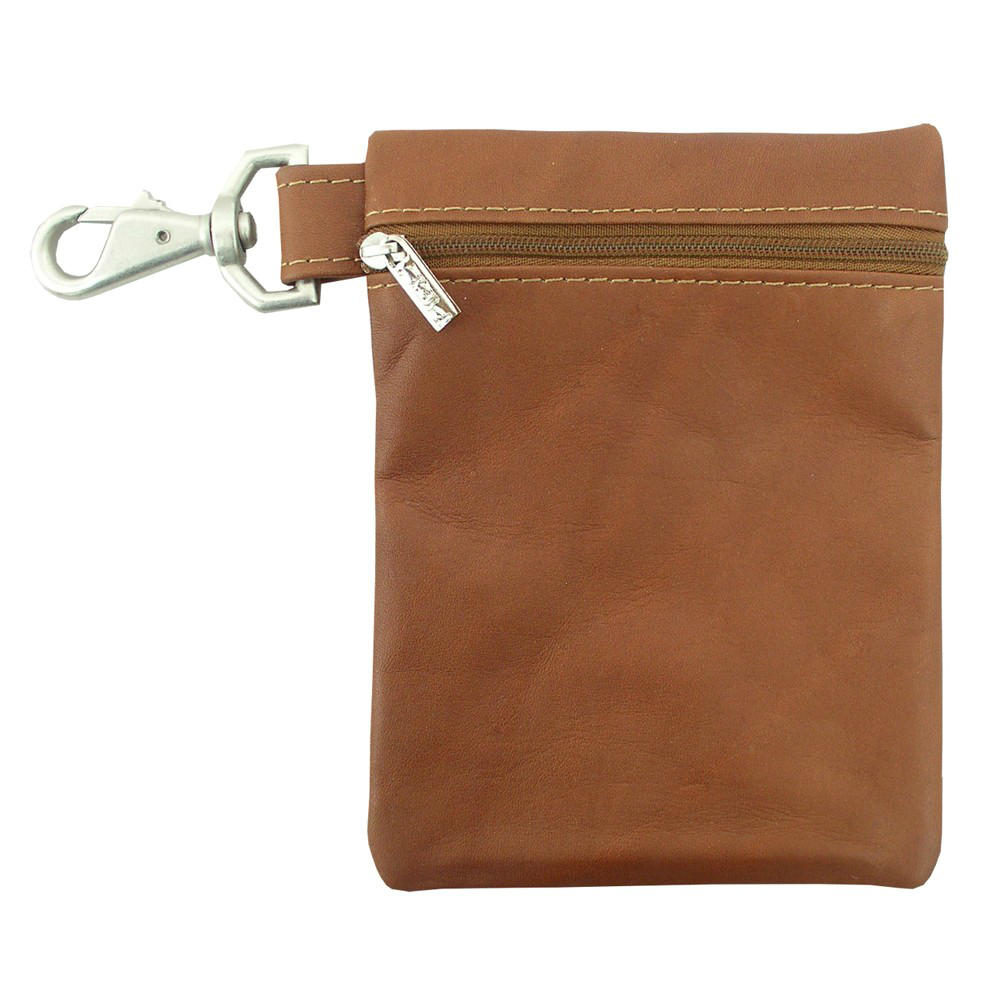 Piel Leather Genuine Cowhide Handmade Zippered Pouch with Snap Hook ...