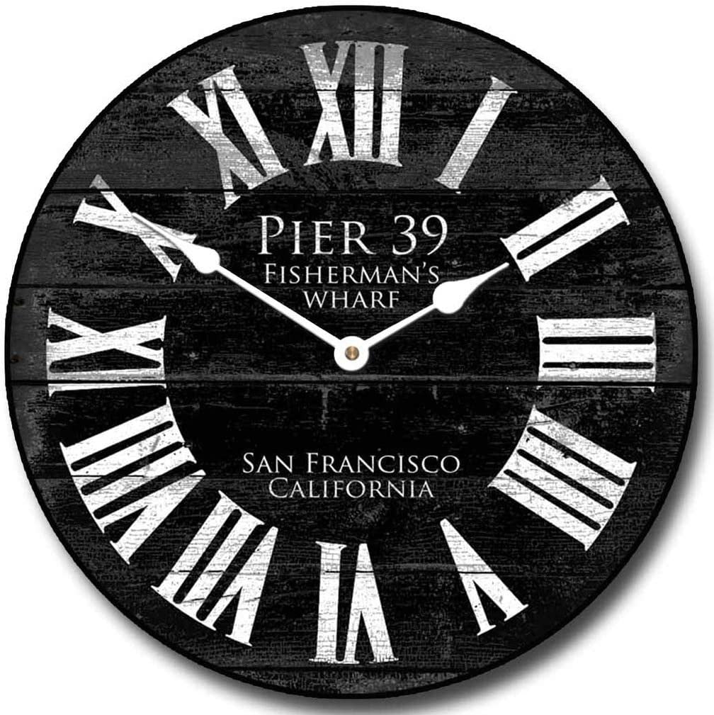 Pier 39 Black Wall Clock | Ultra Quiet Quartz Mechanism | Hand Made in ...