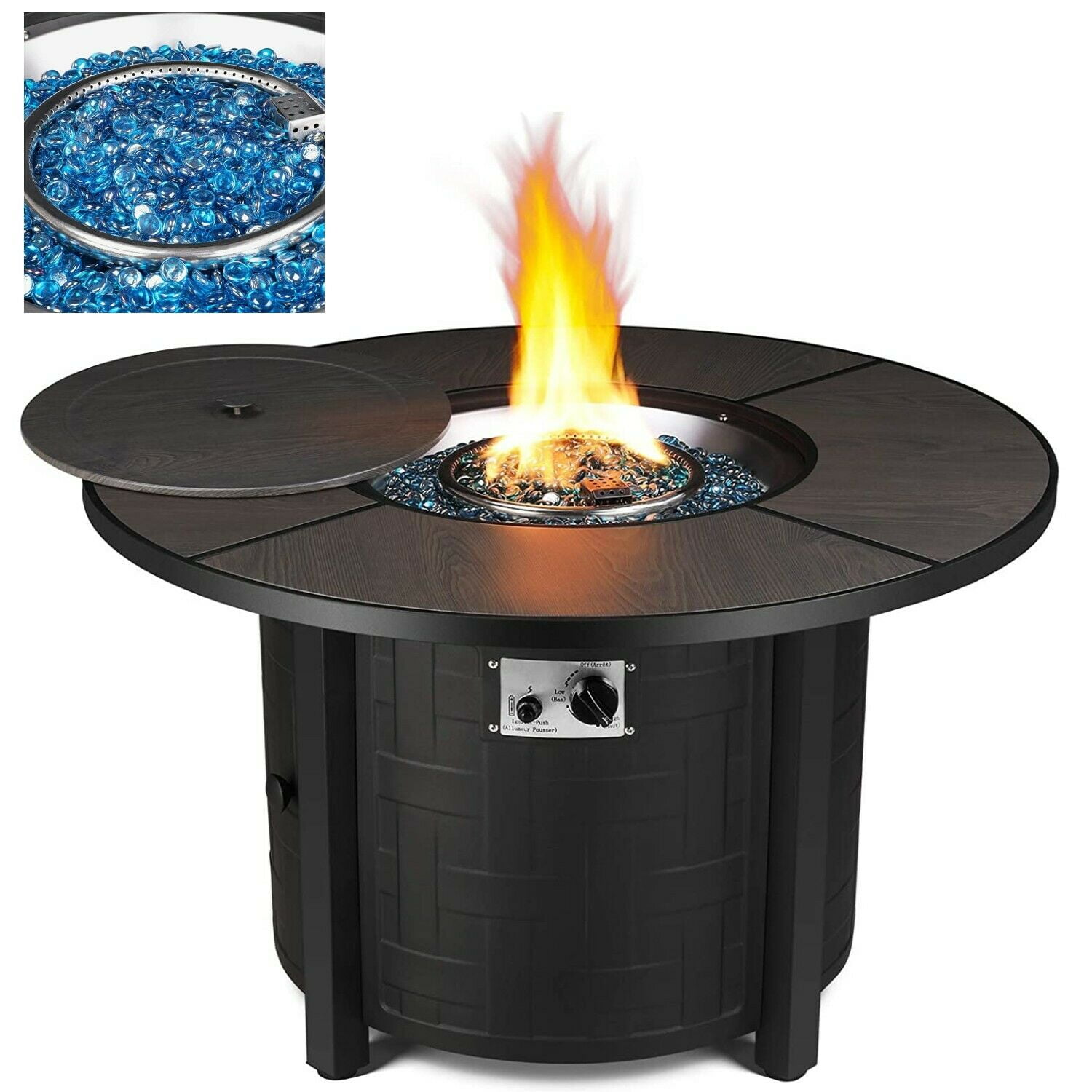 Piercart 42in Propane Fire Pit Table 50,000 BTU Auto-Ignition Fire Pit ...