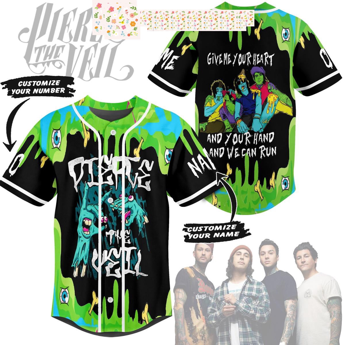 Pierce The Veil Give Me Your Heart And Your Hand Personalized Baseball ...