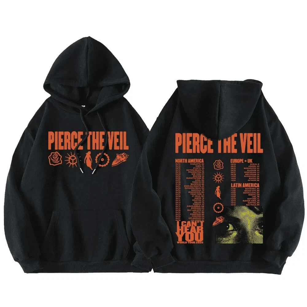 Pierce The Veil Rock Band Hoodies I Can't Hear You World Tour 2025 Tee ...