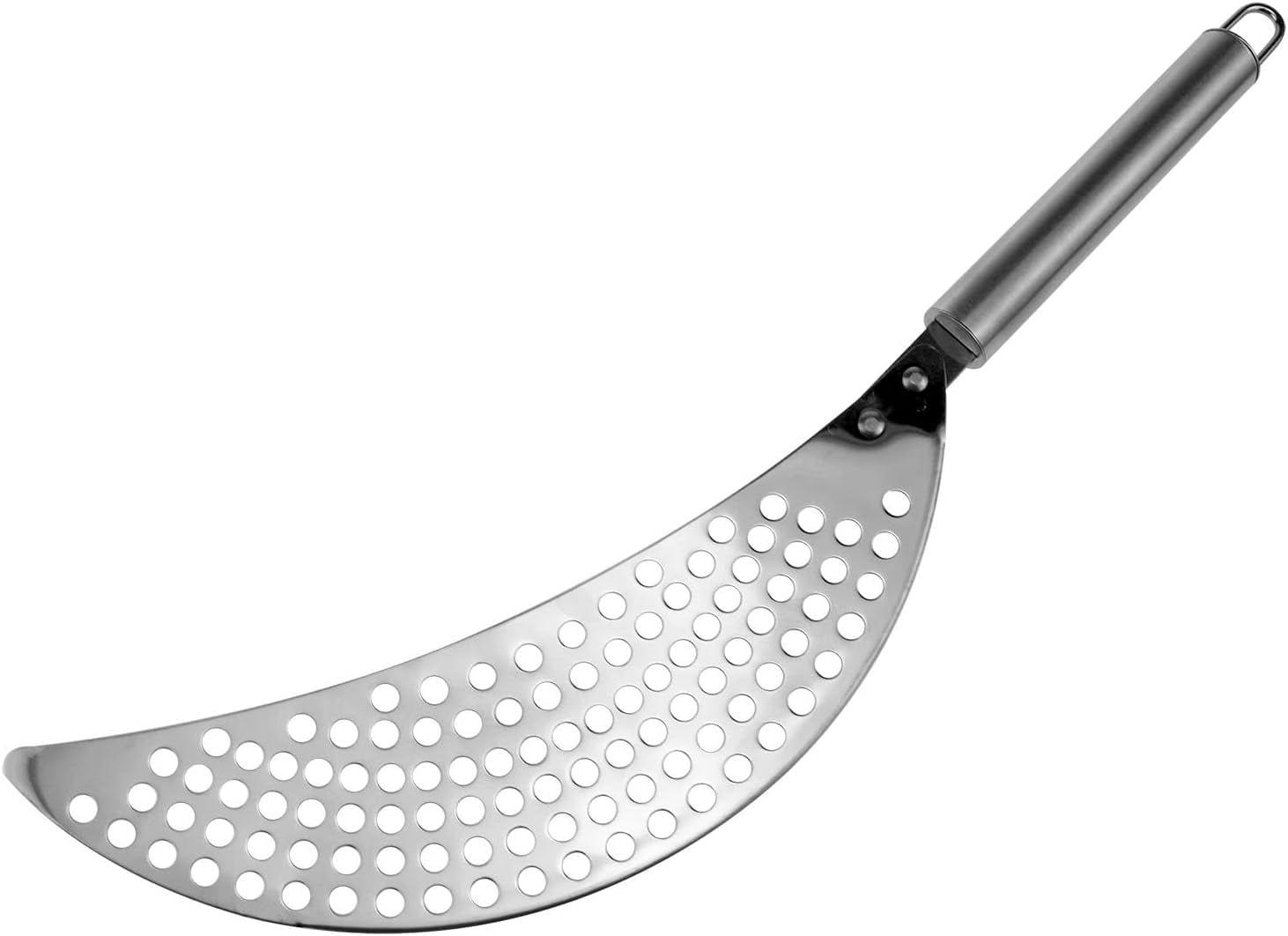 Pierced Crescent Pot Strainer, hand-held stainless steel pasta drainer ...