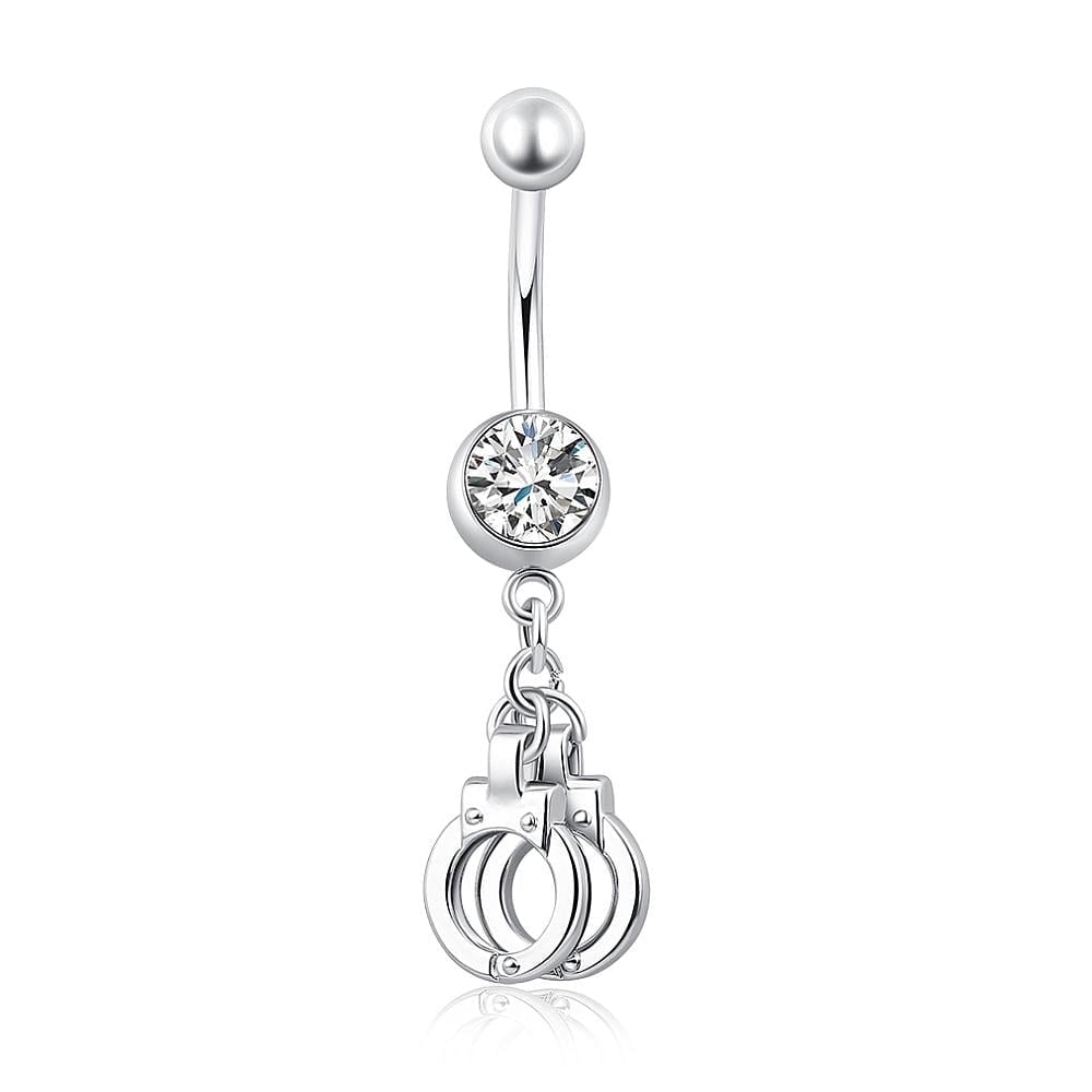 Piercing Jewelry Real Platinum Plated Brass Rhinestone Handcuffs Ring ...