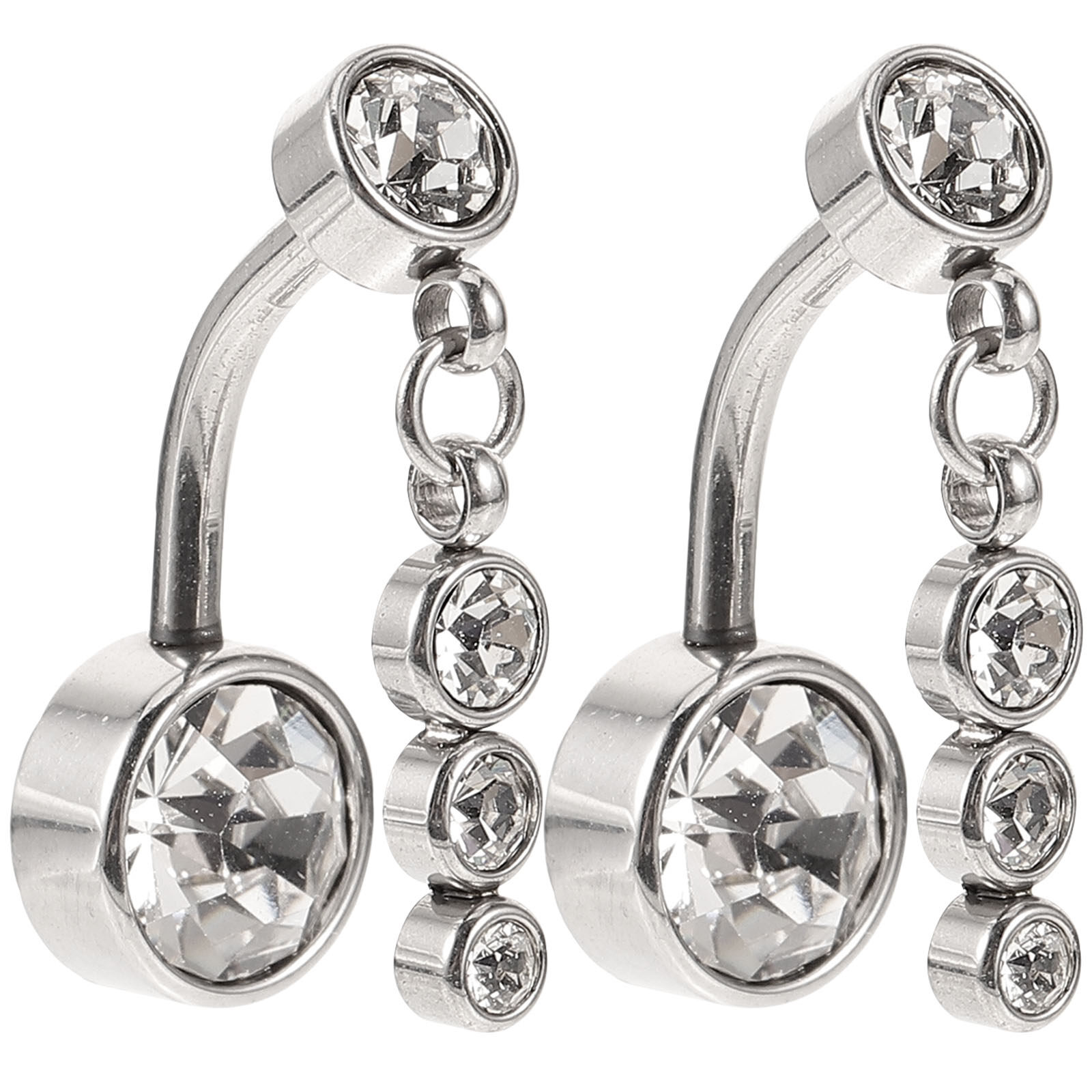 Piercing Kit,2 Pcs Decorative Navel Rings Rhinestone Belly Button ...