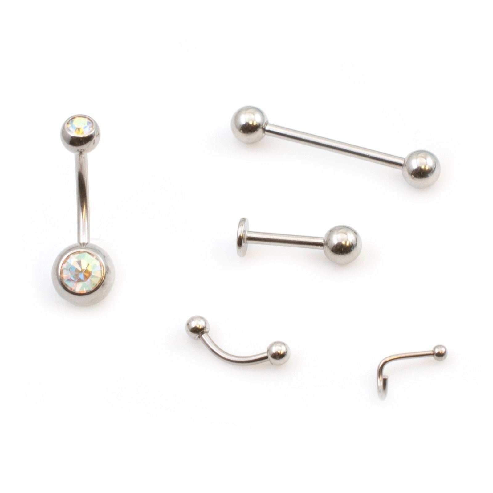Piercing Kit 9 Pieces With Curved needles Perfect to Belly, Tongue ...
