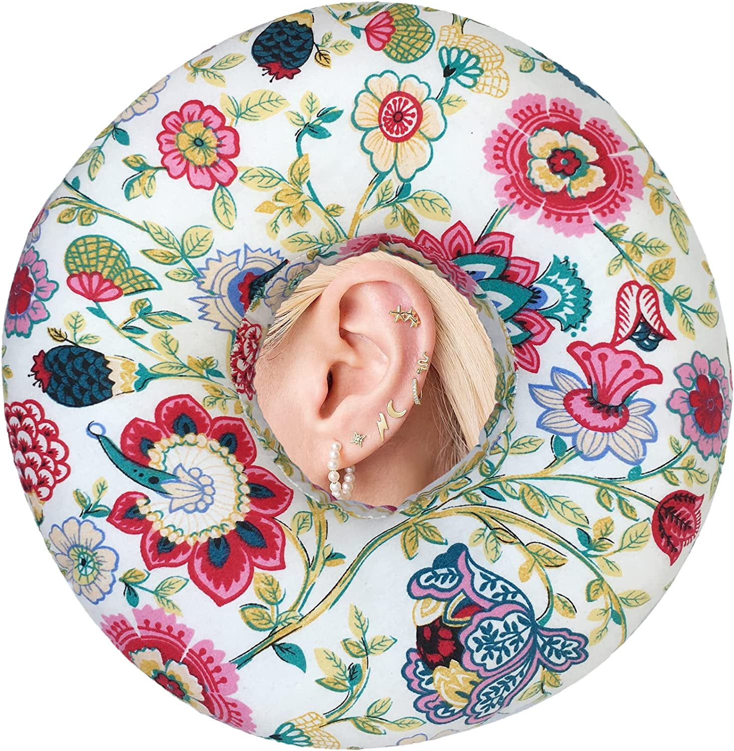 Piercing Pillow Ear Pillows Floral Print Donut with Hole for Ear Pain ...