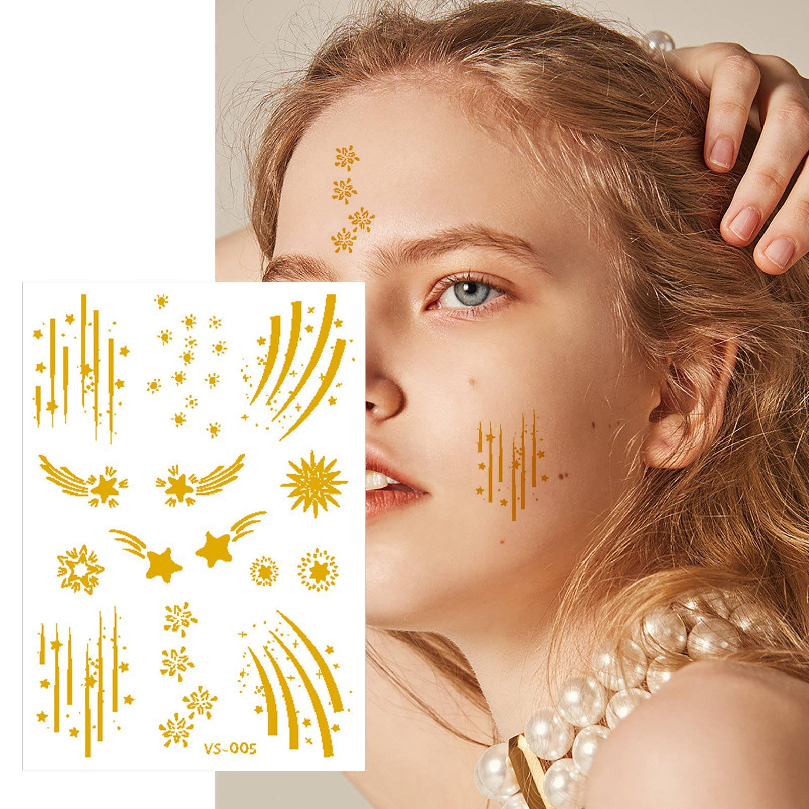 Piercing after Care Solution Metal Temporary Stickers Face Gold ...