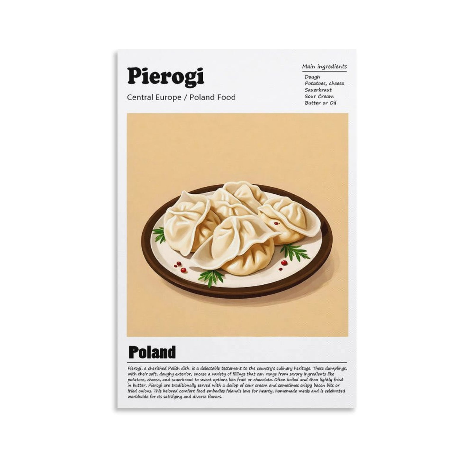 Pierogi Posters, Food Wall Art, Polish Food Print Kitchen Posters ...