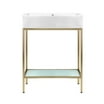 Pierre 32 Single, Freestanding, Open Shelf, Gold Metal Frame Bathroom ...