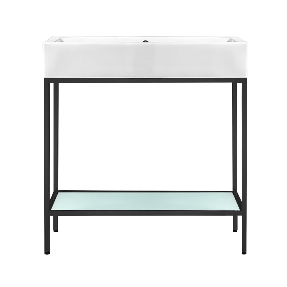 Pierre 32 Single, Freestanding, Open Shelf, Matte Black Metal Frame ...