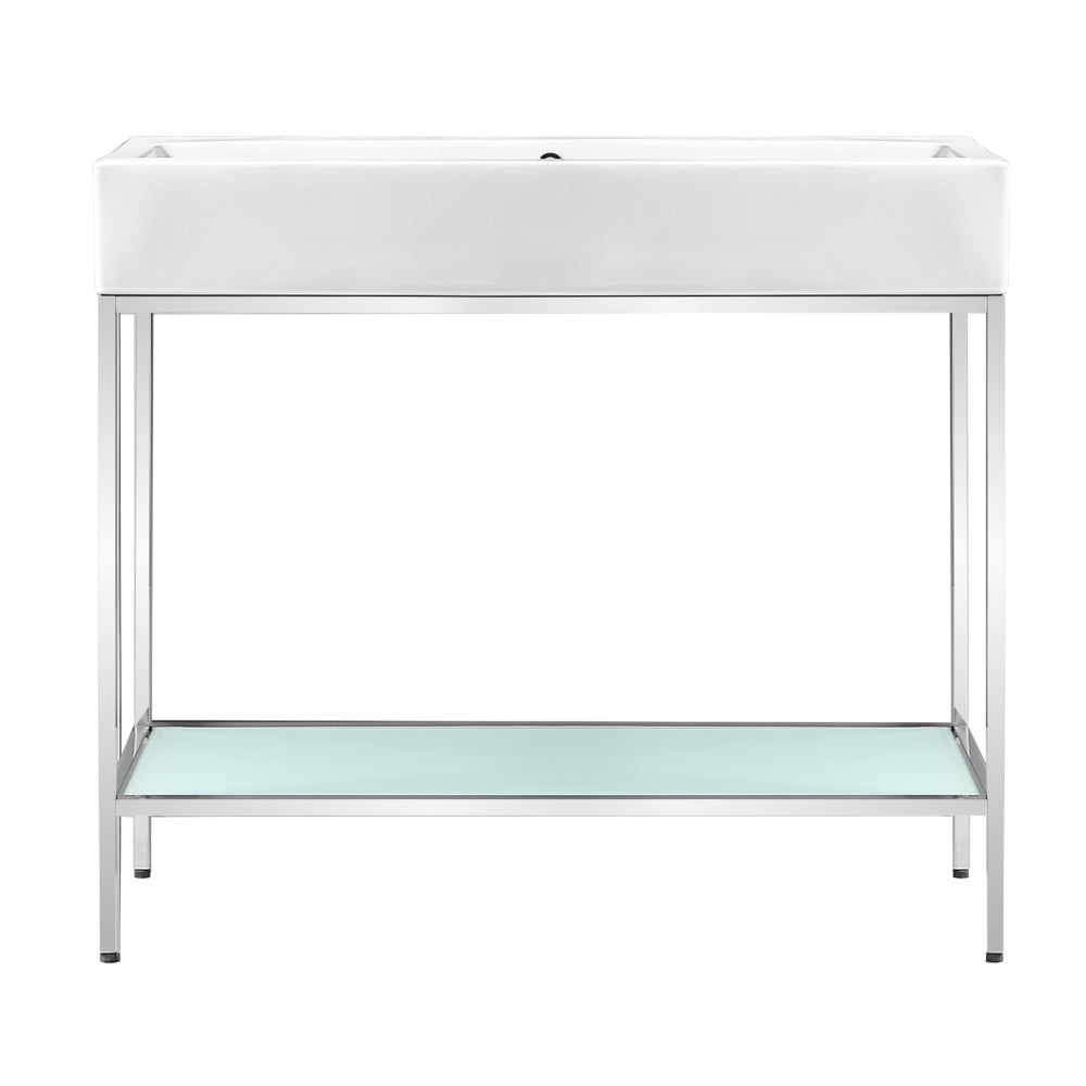 Pierre 40 Single, Freestanding, Open Shelf, Chrome Metal Frame Bathroom ...