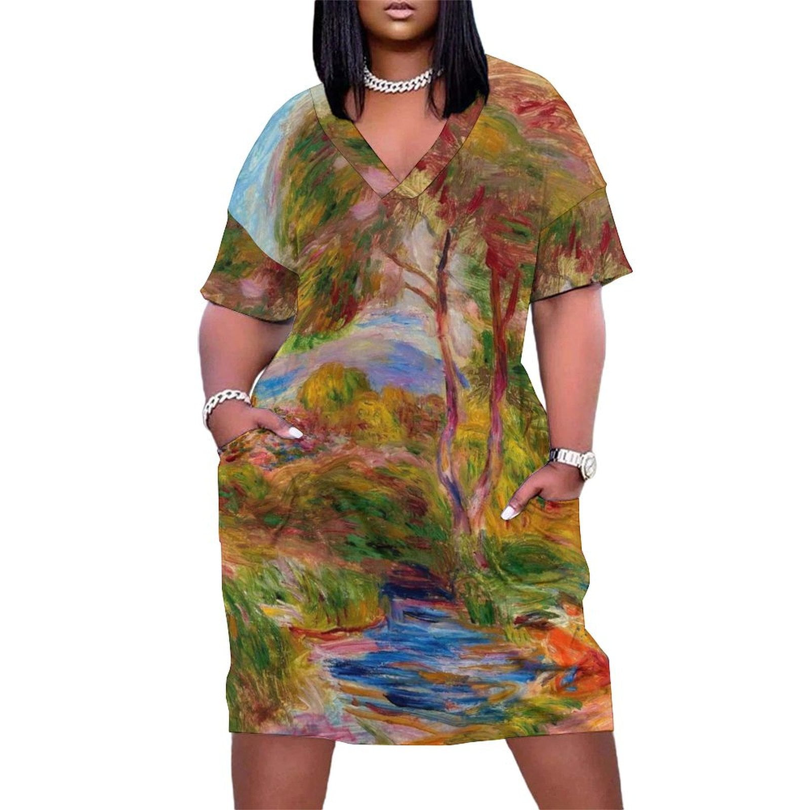 Pierre-Auguste Renoir Paysage du Midi Loose Pocket Dress Woman dresses ...