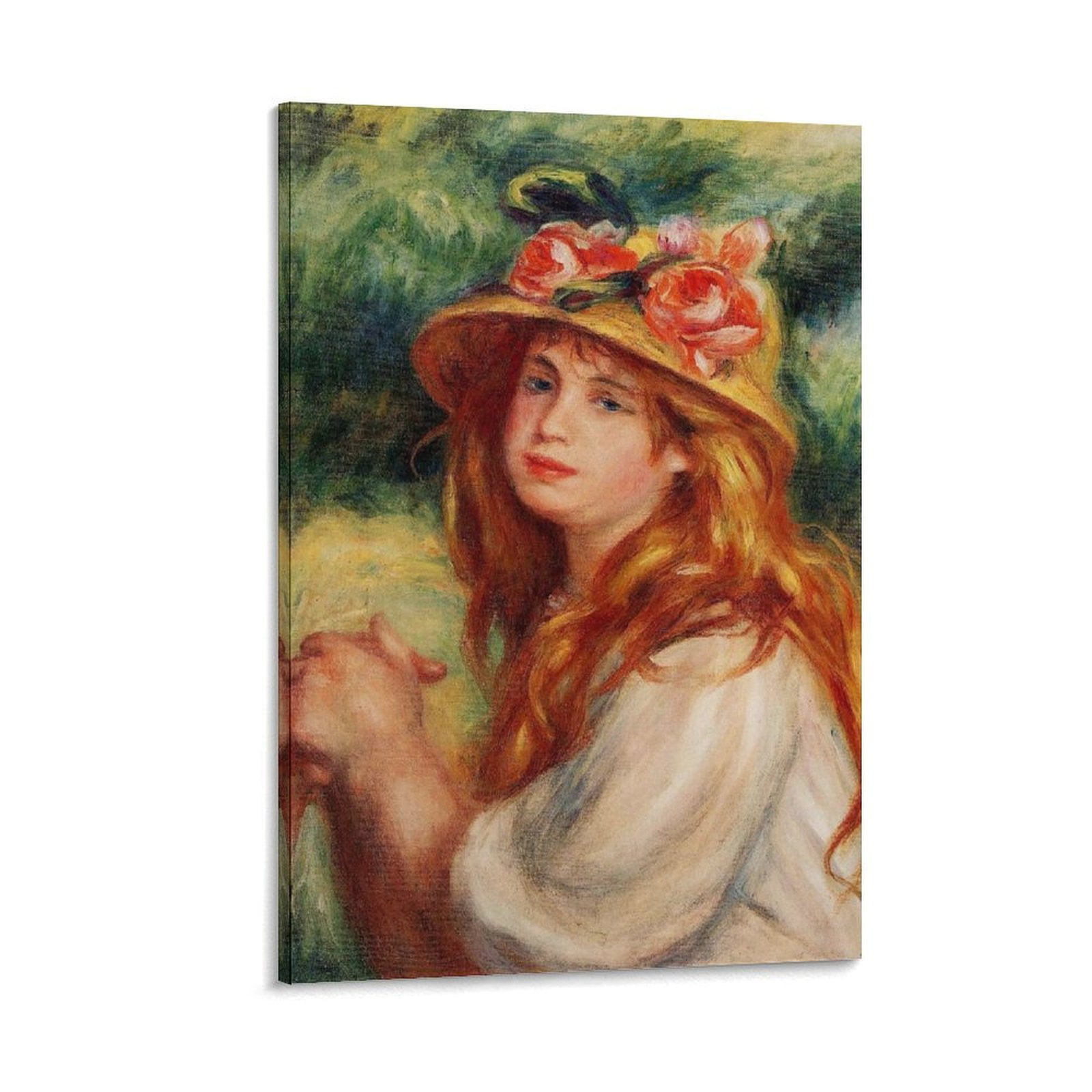 Pierre Auguste Renoir Print Painting Blond in A Straw Hat(Seated Girl ...